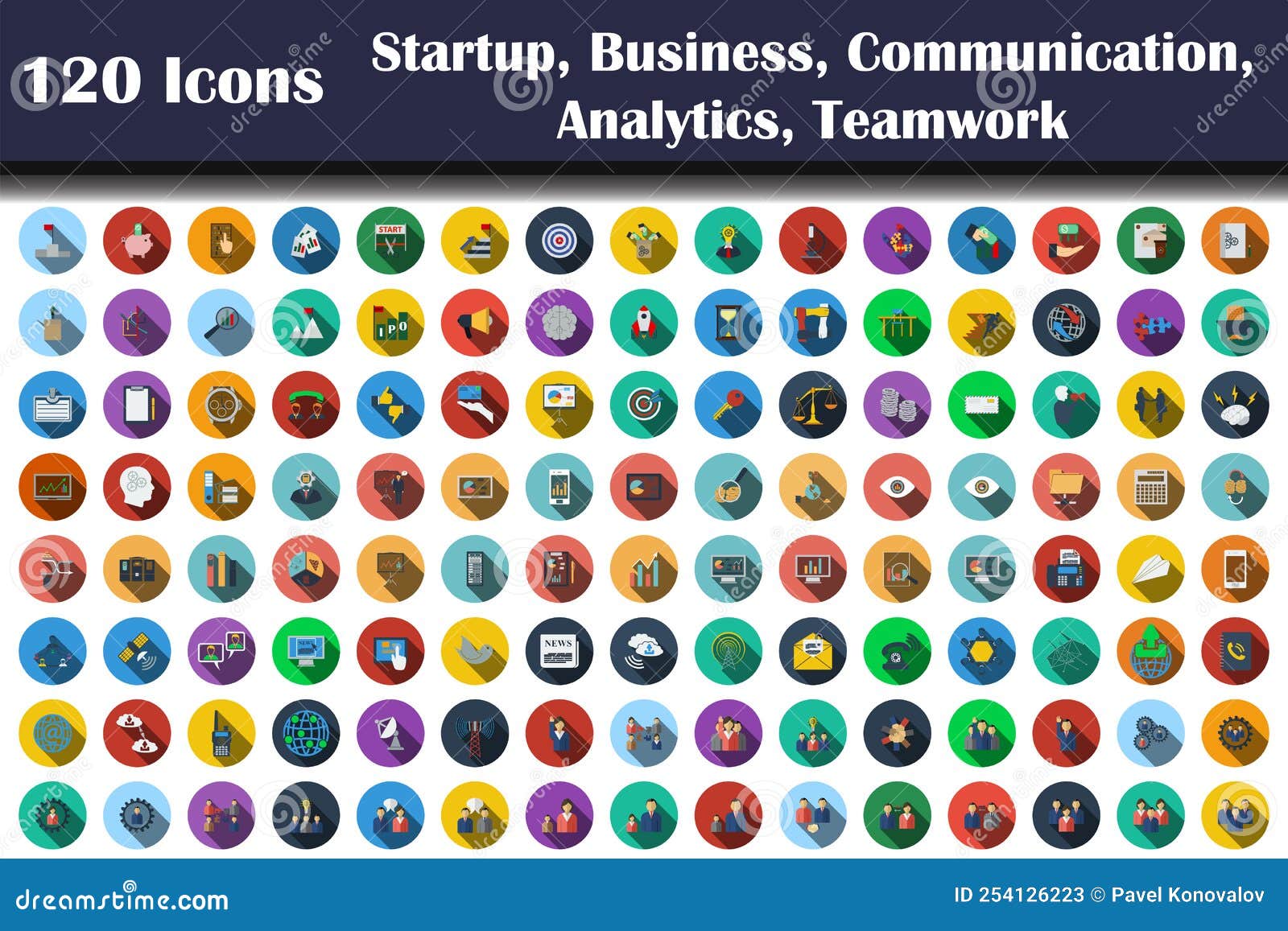 120 Icons of Startup, Business, Communication, Analytics, Teamwork ...