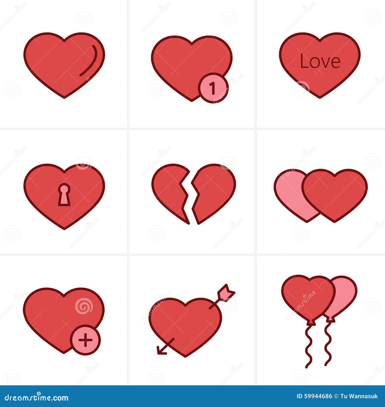 Icons Style Hearts Icons Set Stock Vector - Illustration of design ...