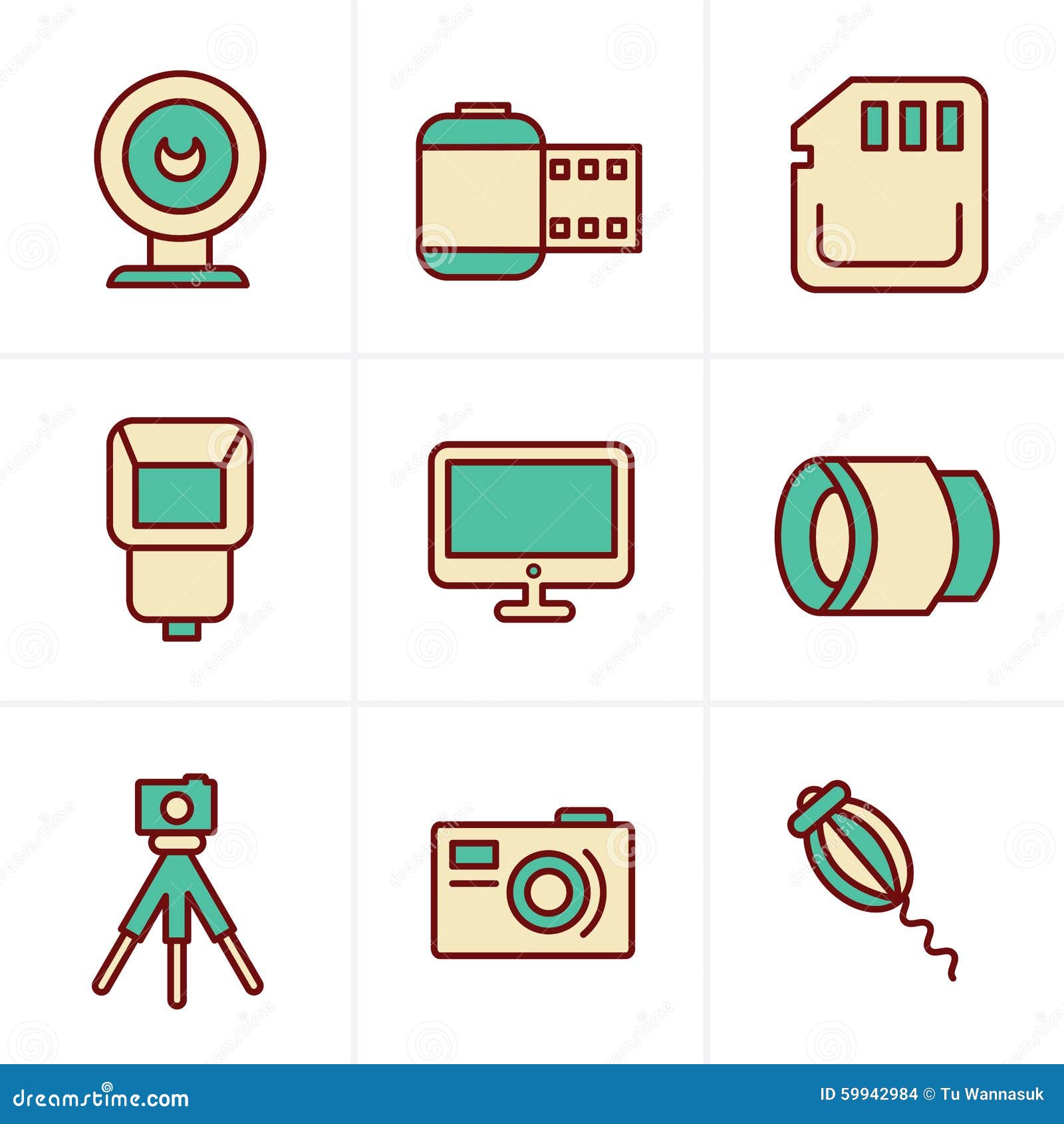 Icons Style Photography Icons Set Stock Vector - Illustration of film ...