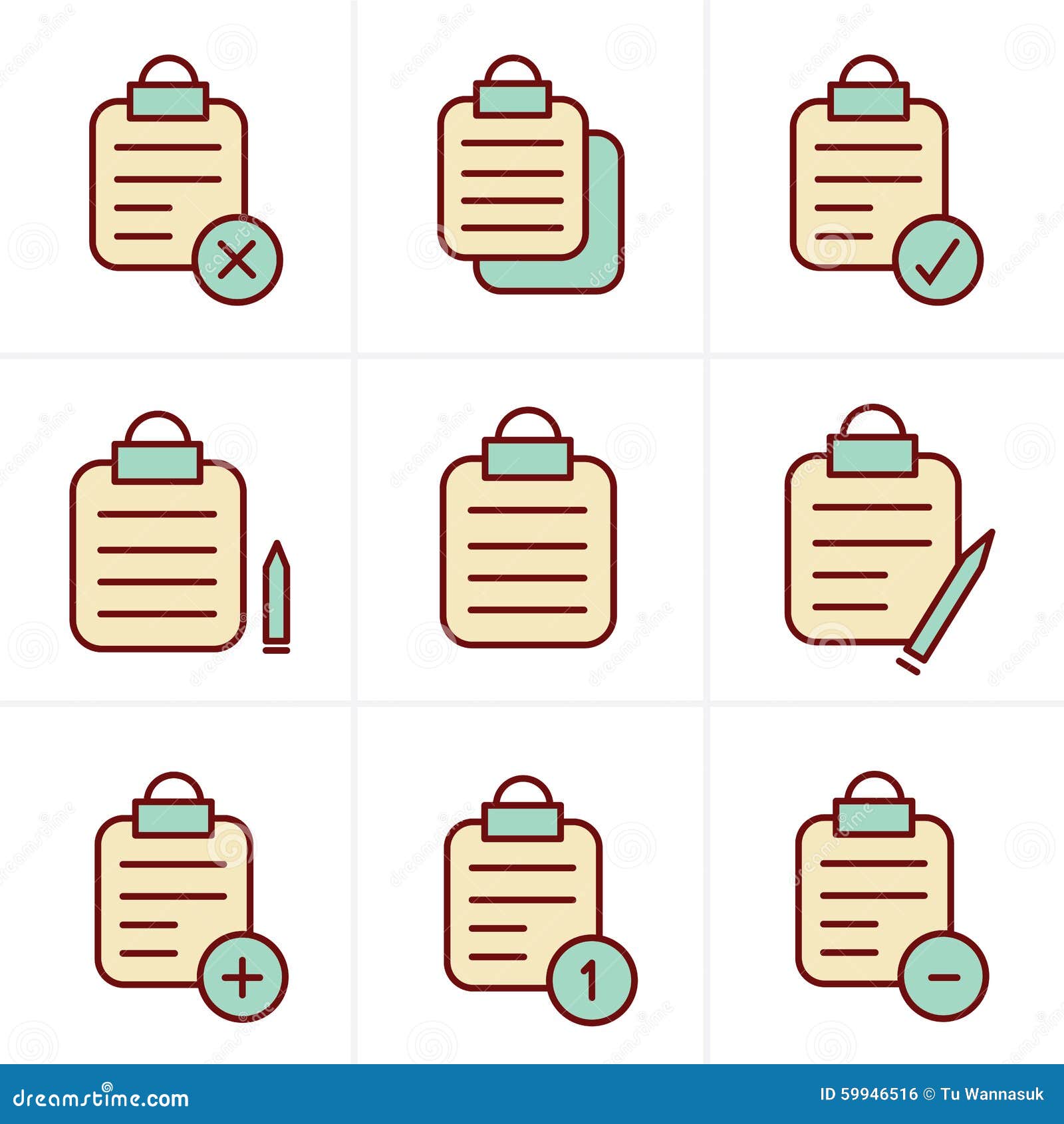 Icons Style Vector Isolated Clipboard, List Icons Set Stock Vector ...