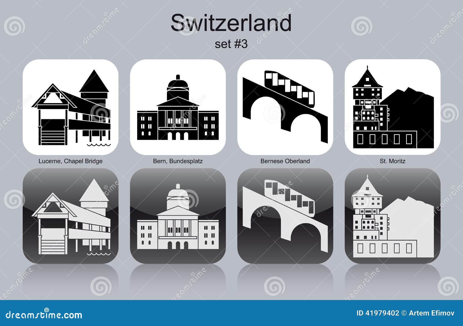 Icons of Switzerland stock vector. Illustration of mountain - 41979402