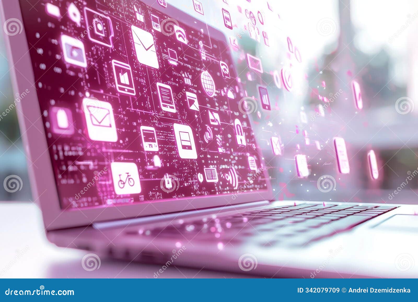 Icons and Symbols are Displayed on Laptop Screens Stock Image - Image ...