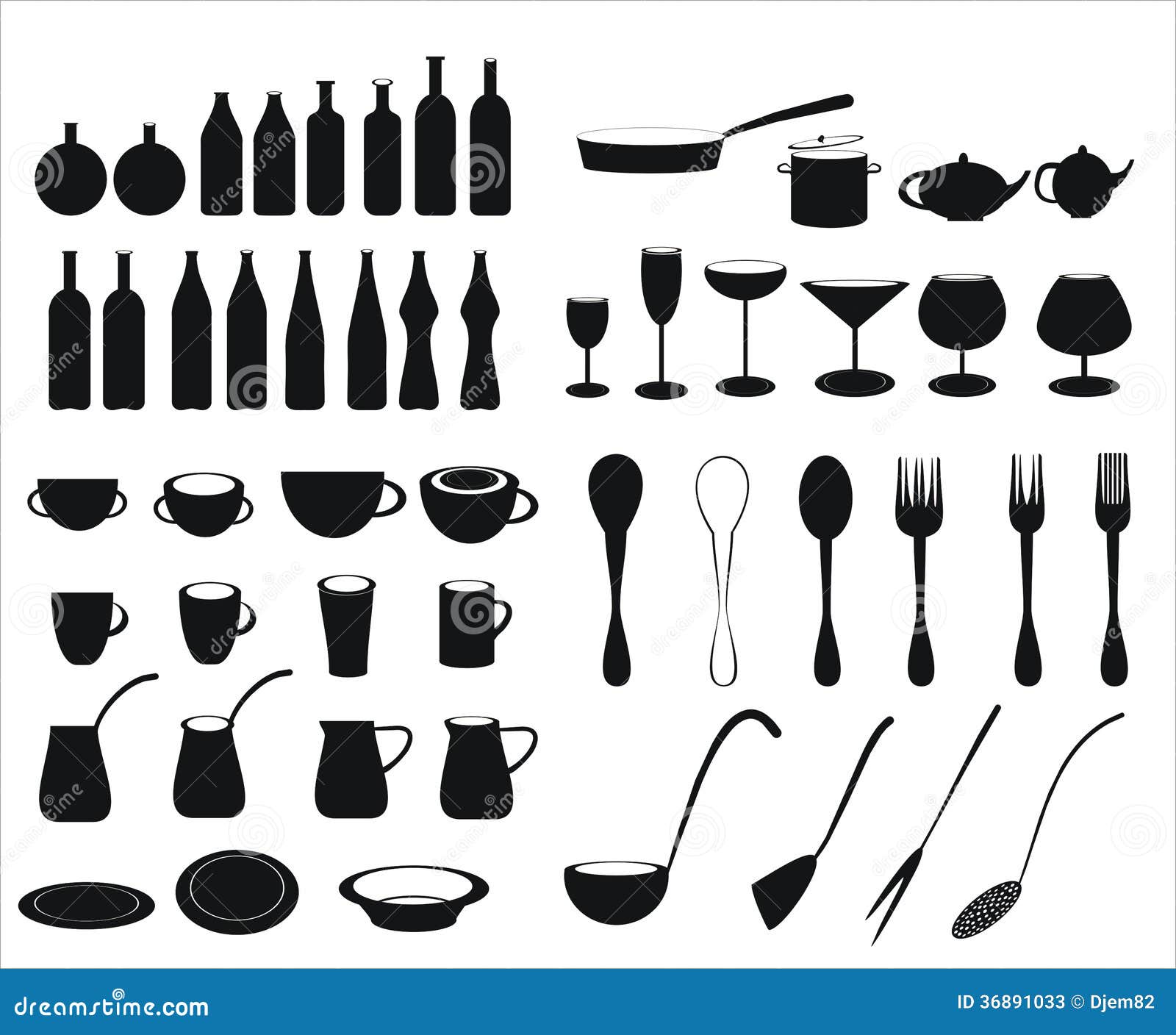 Icons of Tableware and Cutlery Stock Illustration - Illustration of ...