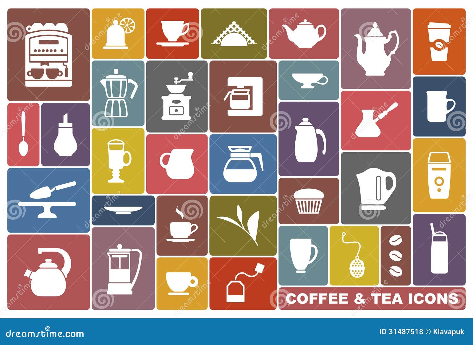 Icons of tea and coffee stock vector. Illustration of milk - 31487518