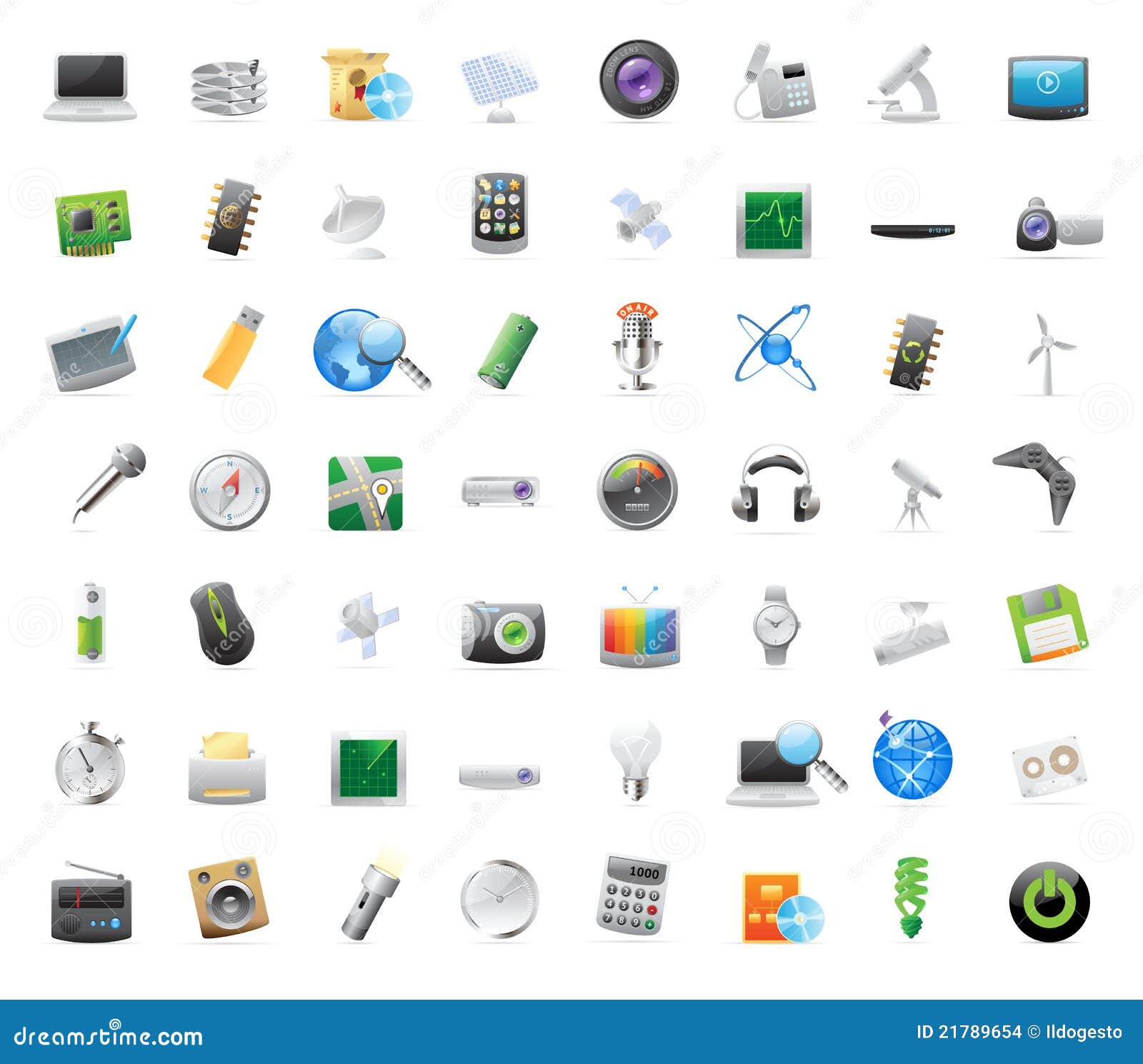 Icons for technology stock vector. Illustration of microscope - 21789654