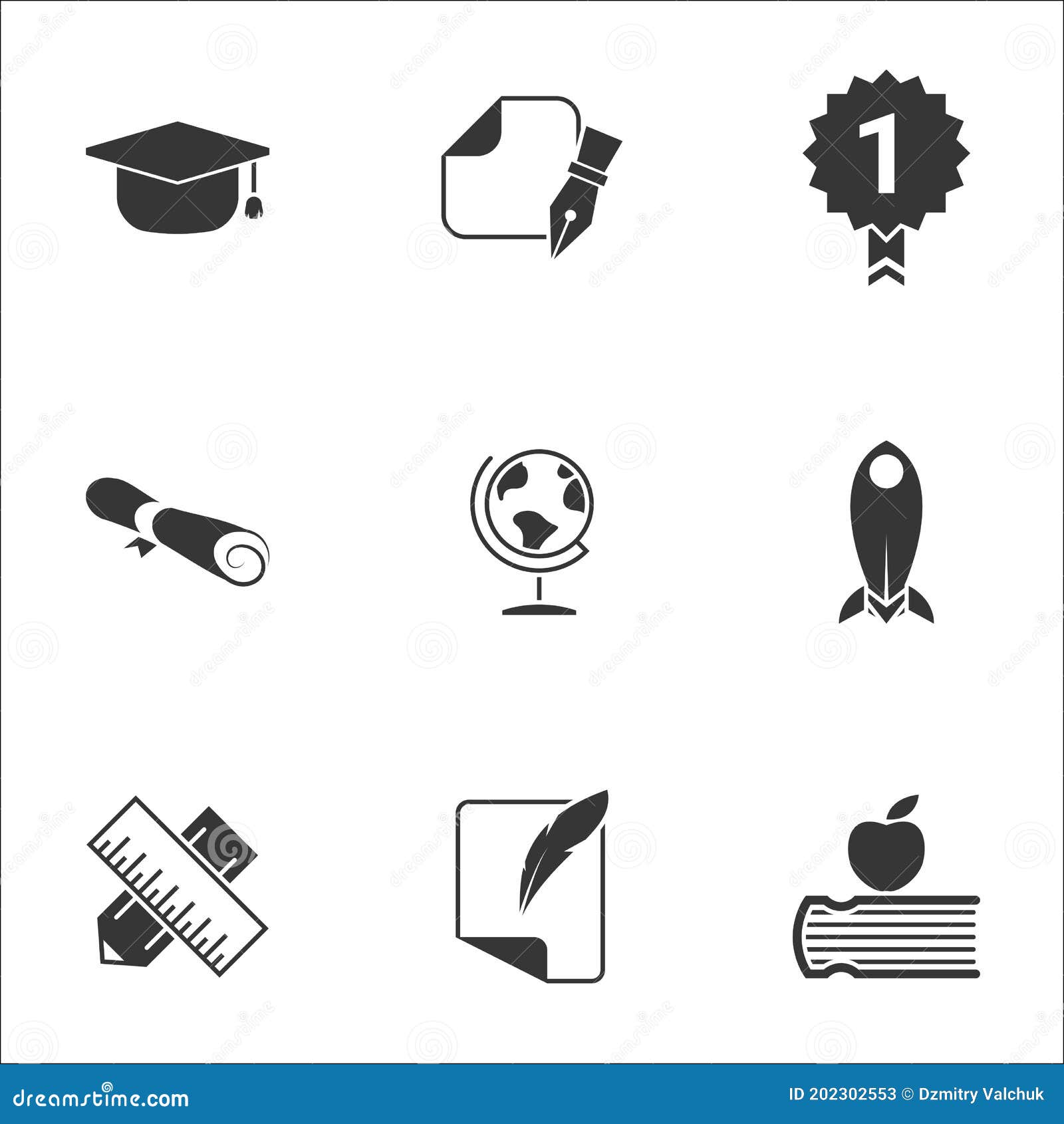 Simple Vector Icons. Flat Illustration on a Theme Study Stock Vector ...