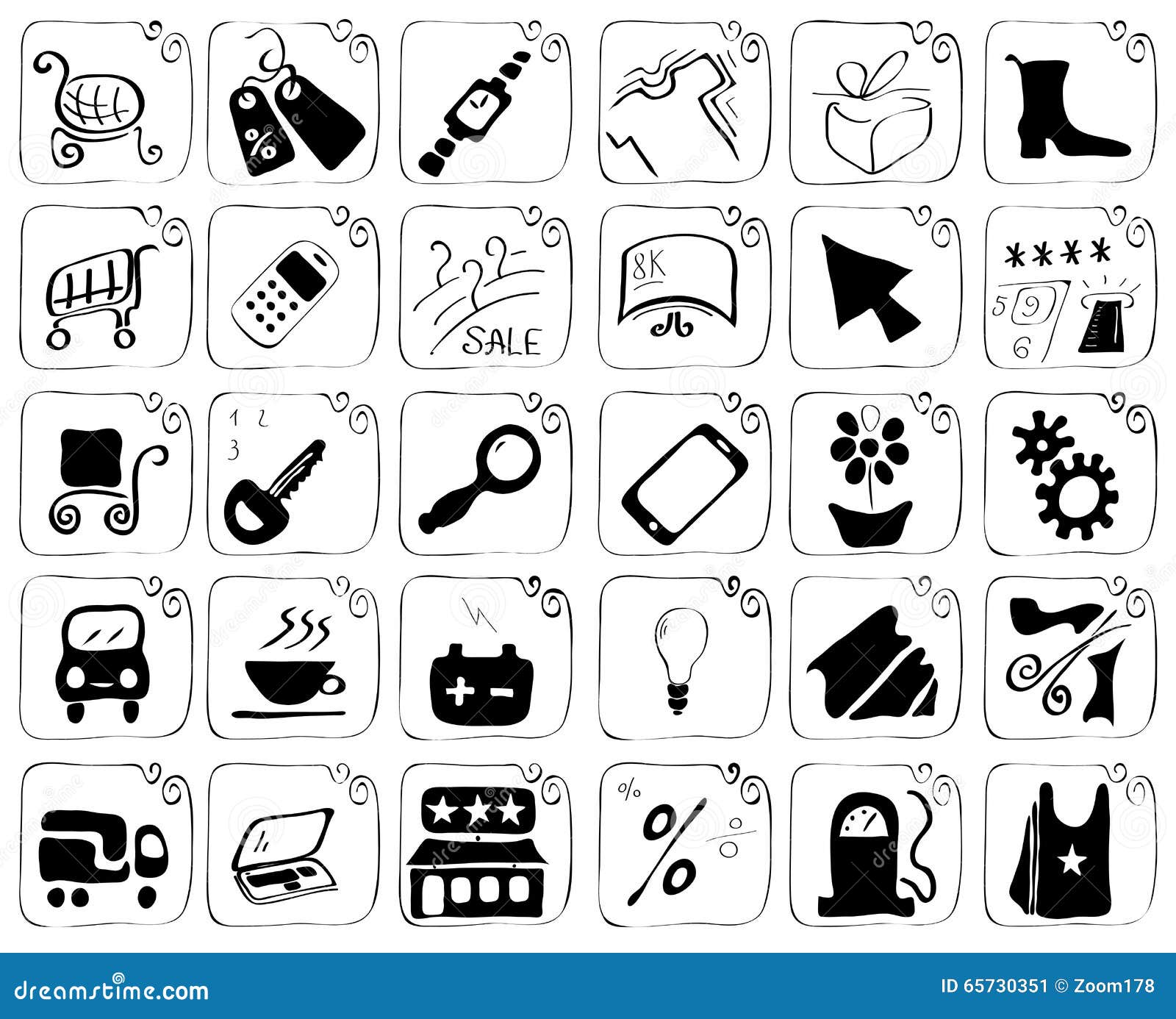Icons Theme Purchase Cartoon Vector | CartoonDealer.com #65730351
