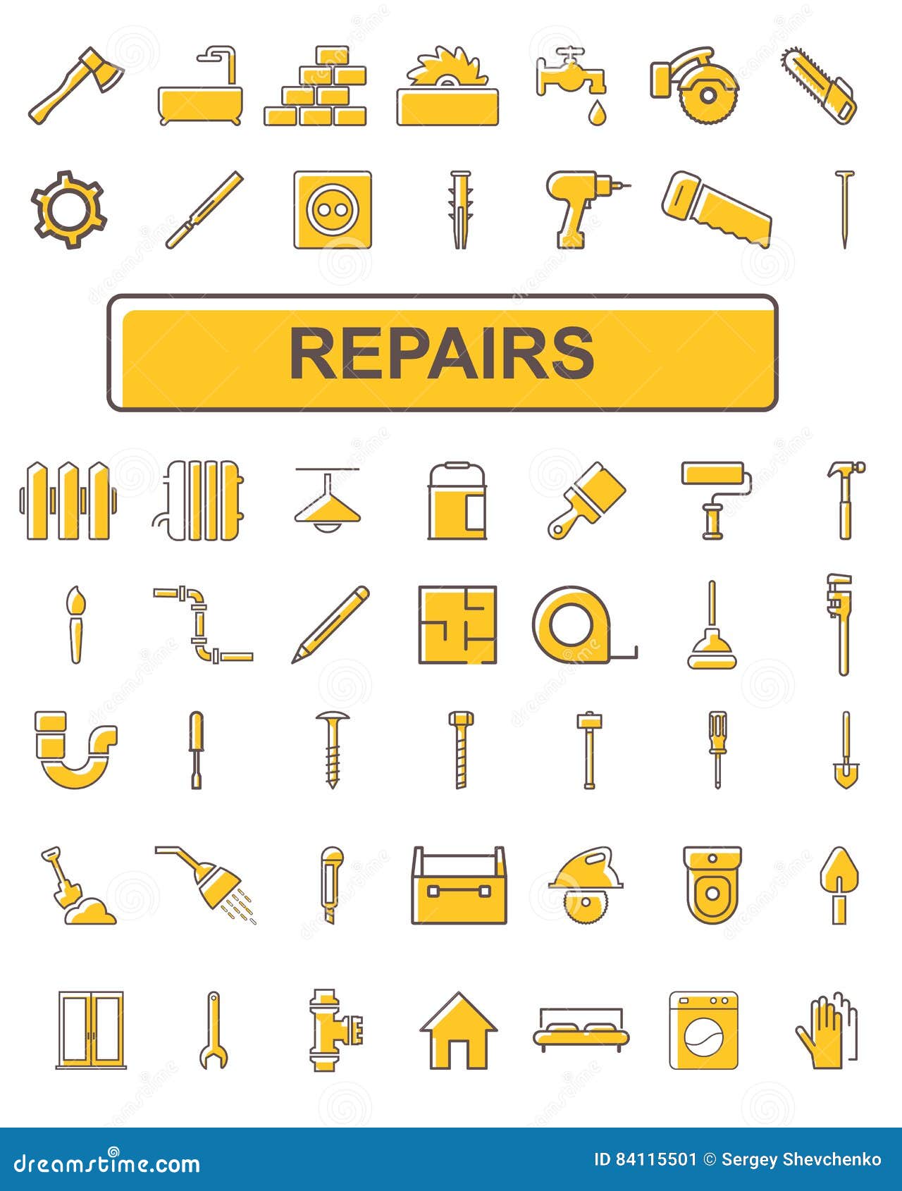 The Icons on the Theme of Repair. Stock Vector - Illustration of ...