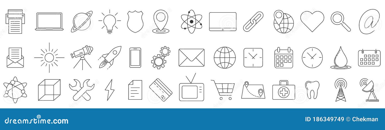 Icons in Thin Line Style. Vector Linear Icons Stock Illustration ...