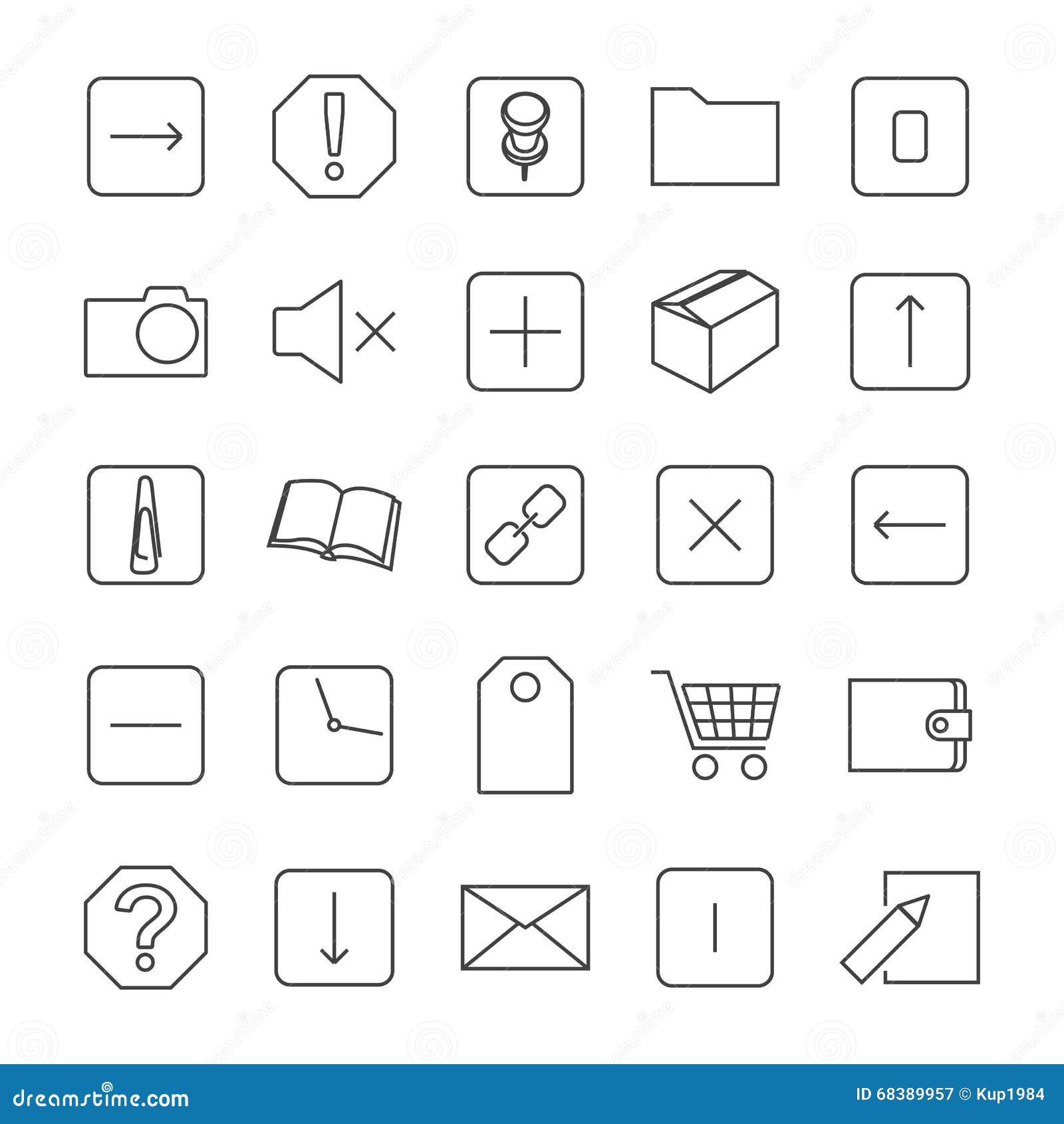 Icons of Thin Lines, Vector Illustration. Stock Vector - Illustration ...