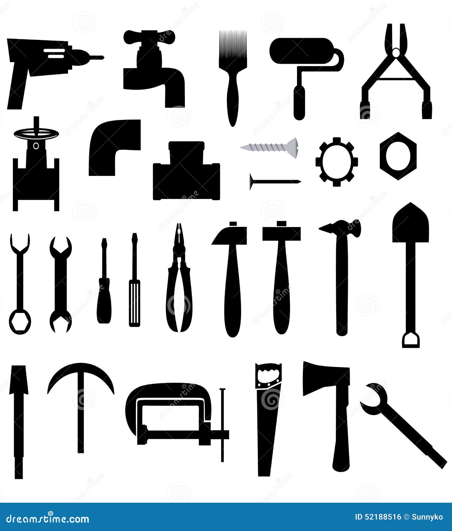 Icons with tools stock vector. Illustration of screwdriver - 52188516