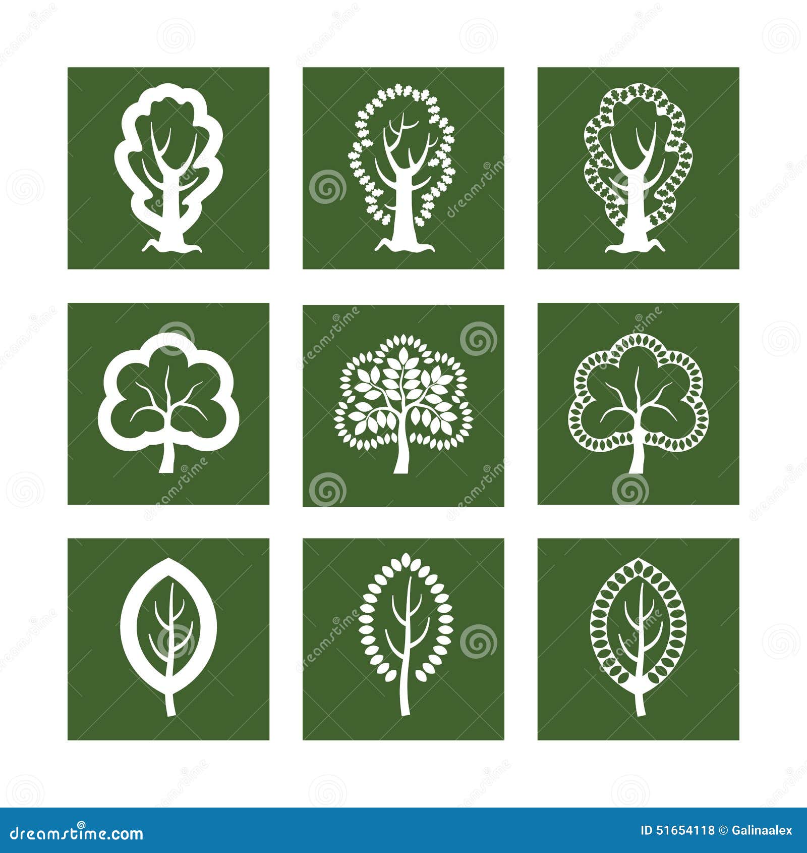 Icons with tree stock vector. Illustration of color, decoration - 51654118