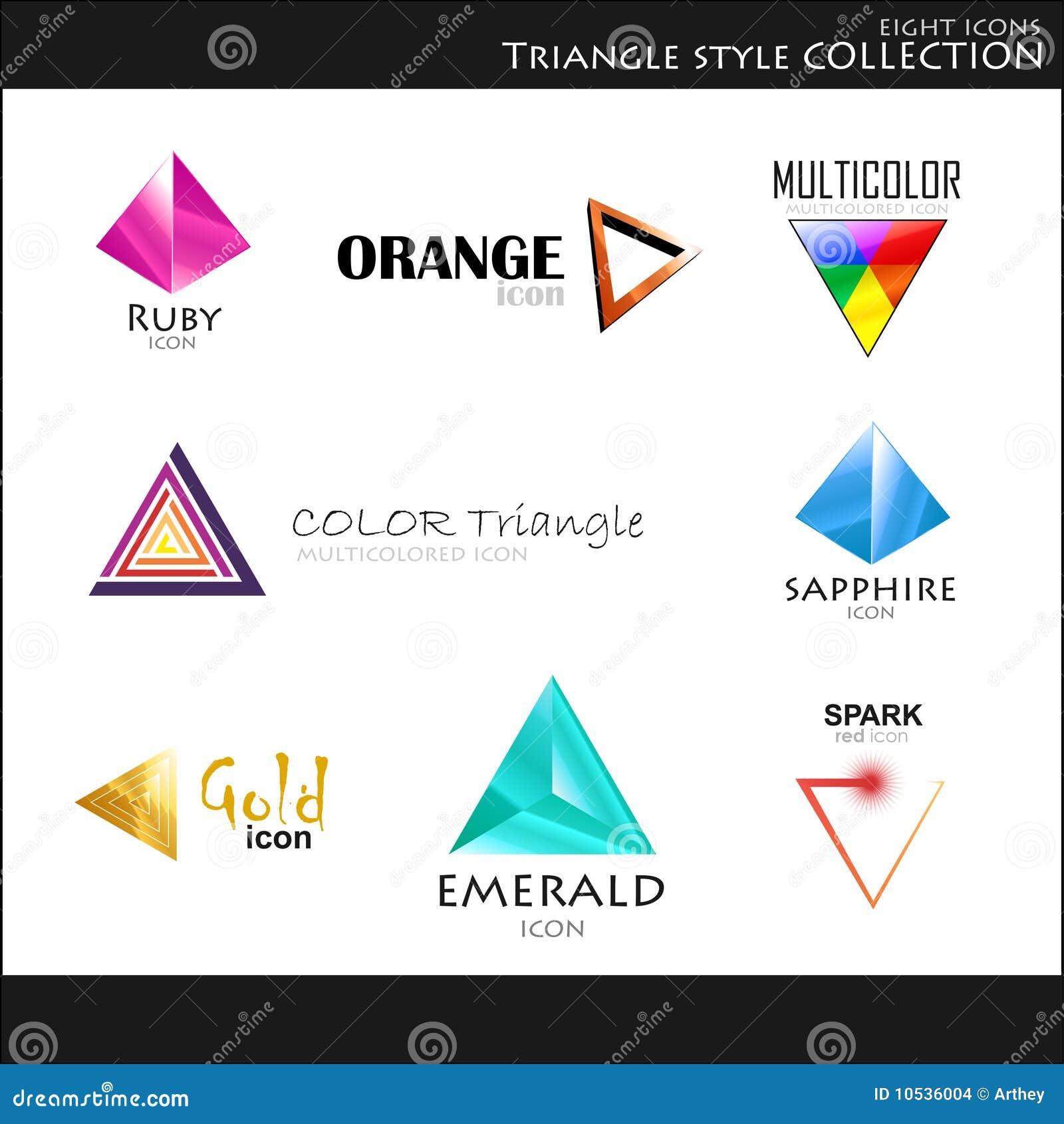 Icons. Triangle Style Collection Stock Vector - Illustration of blue ...