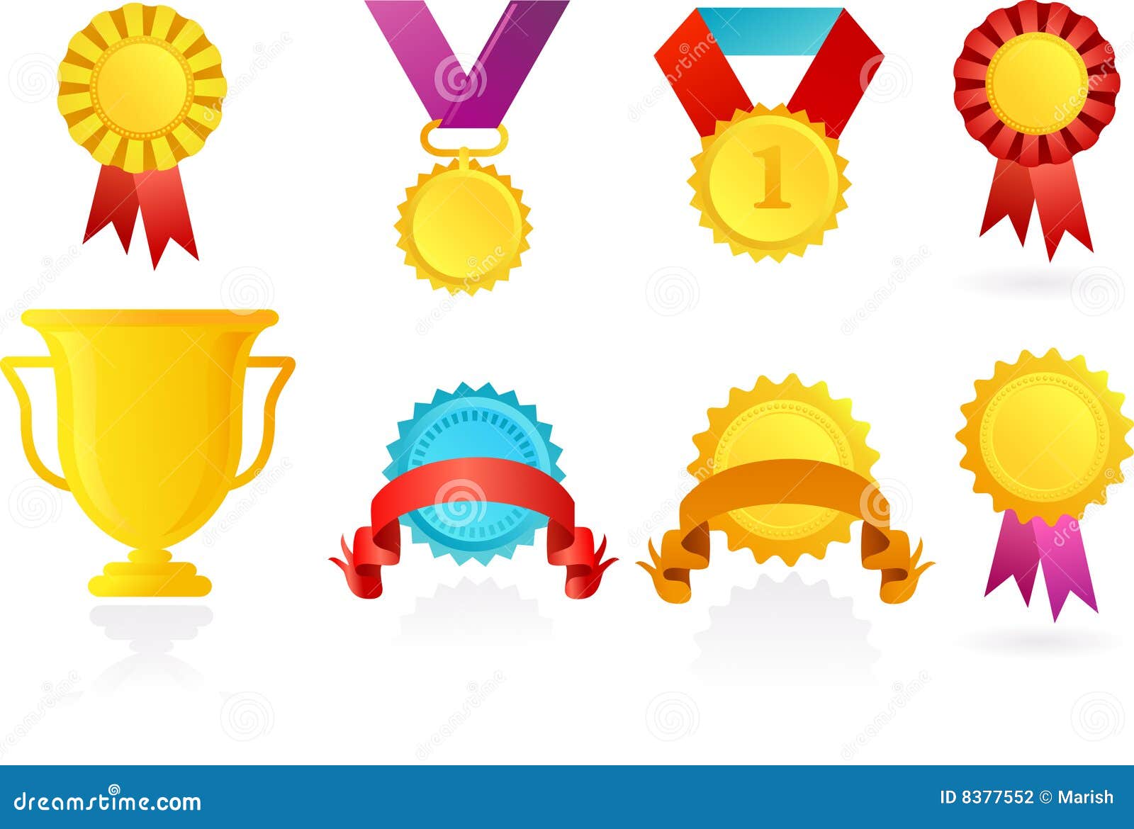 Icons of Trophy and Ribbons Stock Illustration - Illustration of logo ...