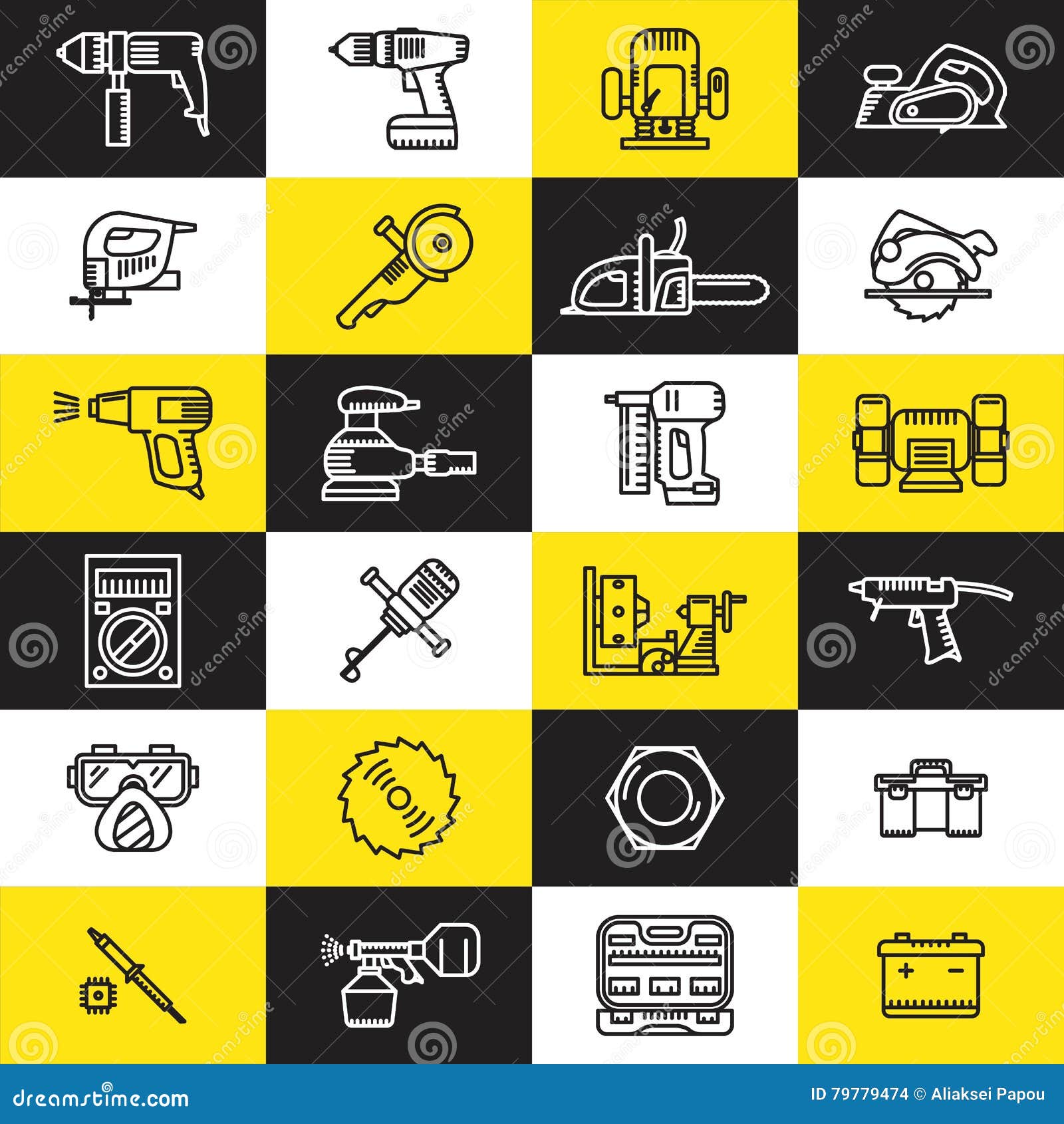 Icons of Various Electric Tools Stock Vector - Illustration of machine ...