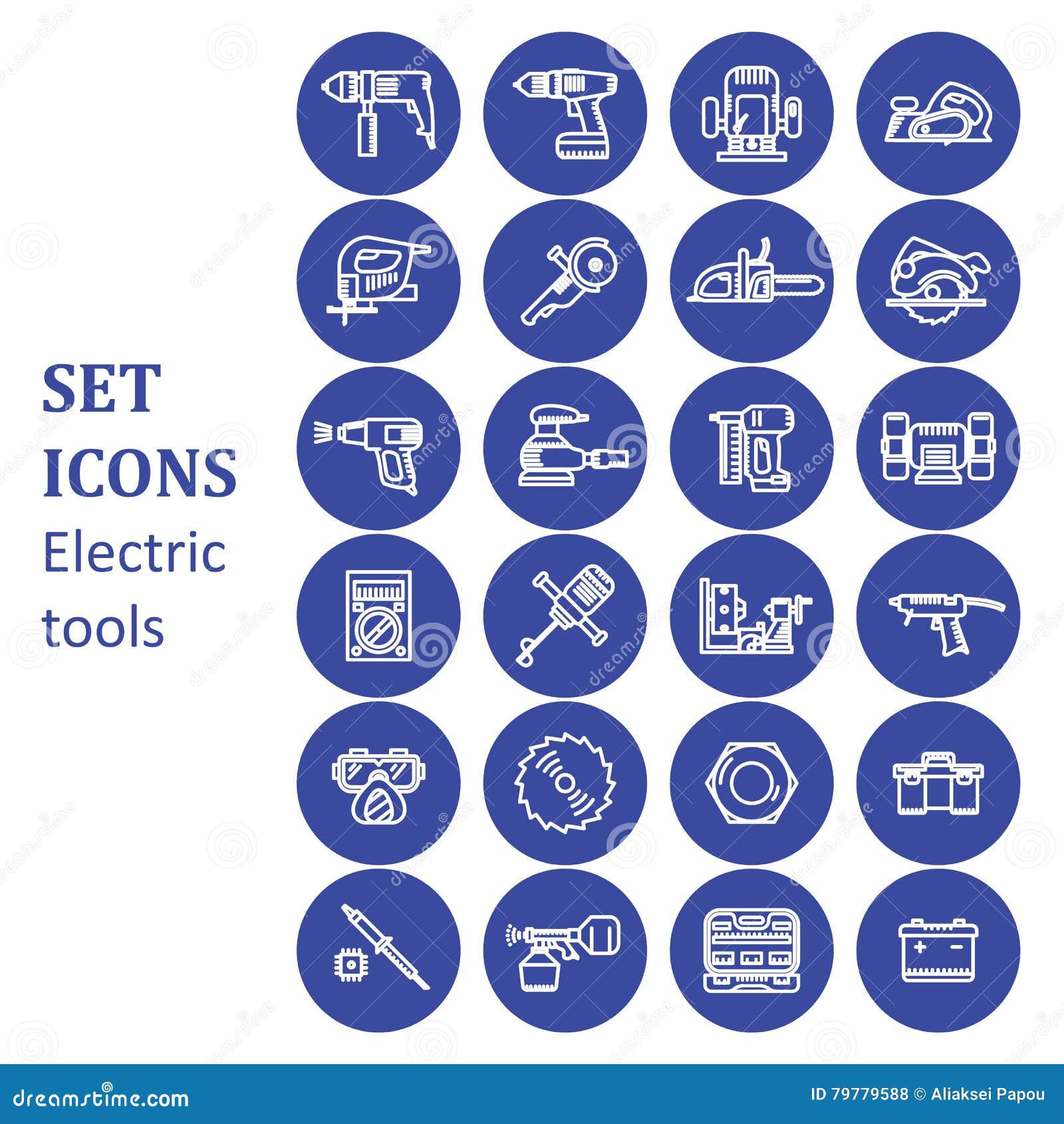 Icons of Various Electric Tools Stock Vector - Illustration of grinder ...