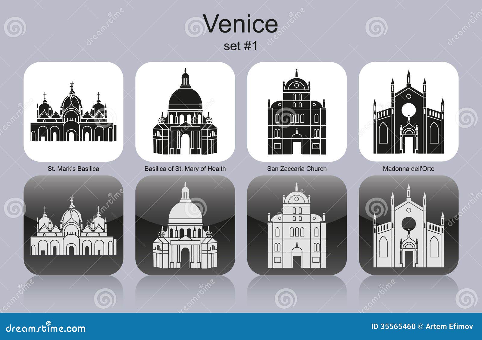 Icons of Venice stock vector. Illustration of cathedral - 35565460
