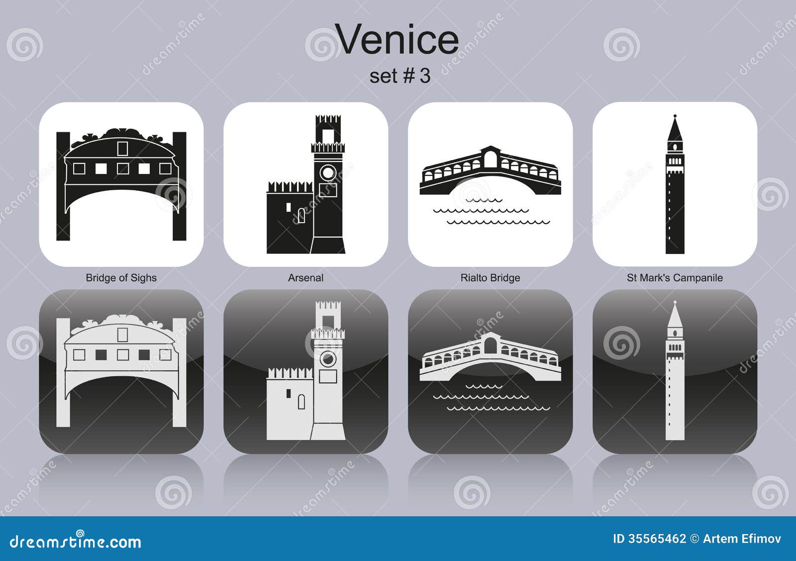 Icons of Venice stock vector. Illustration of channel - 35565462