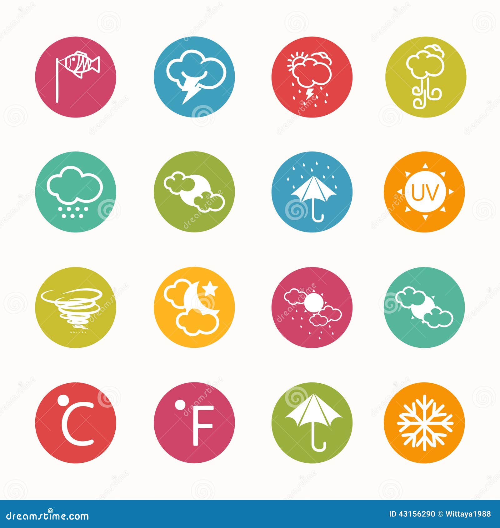 Icons Weather Circle Series Stock Vector - Illustration of thunderstorm ...