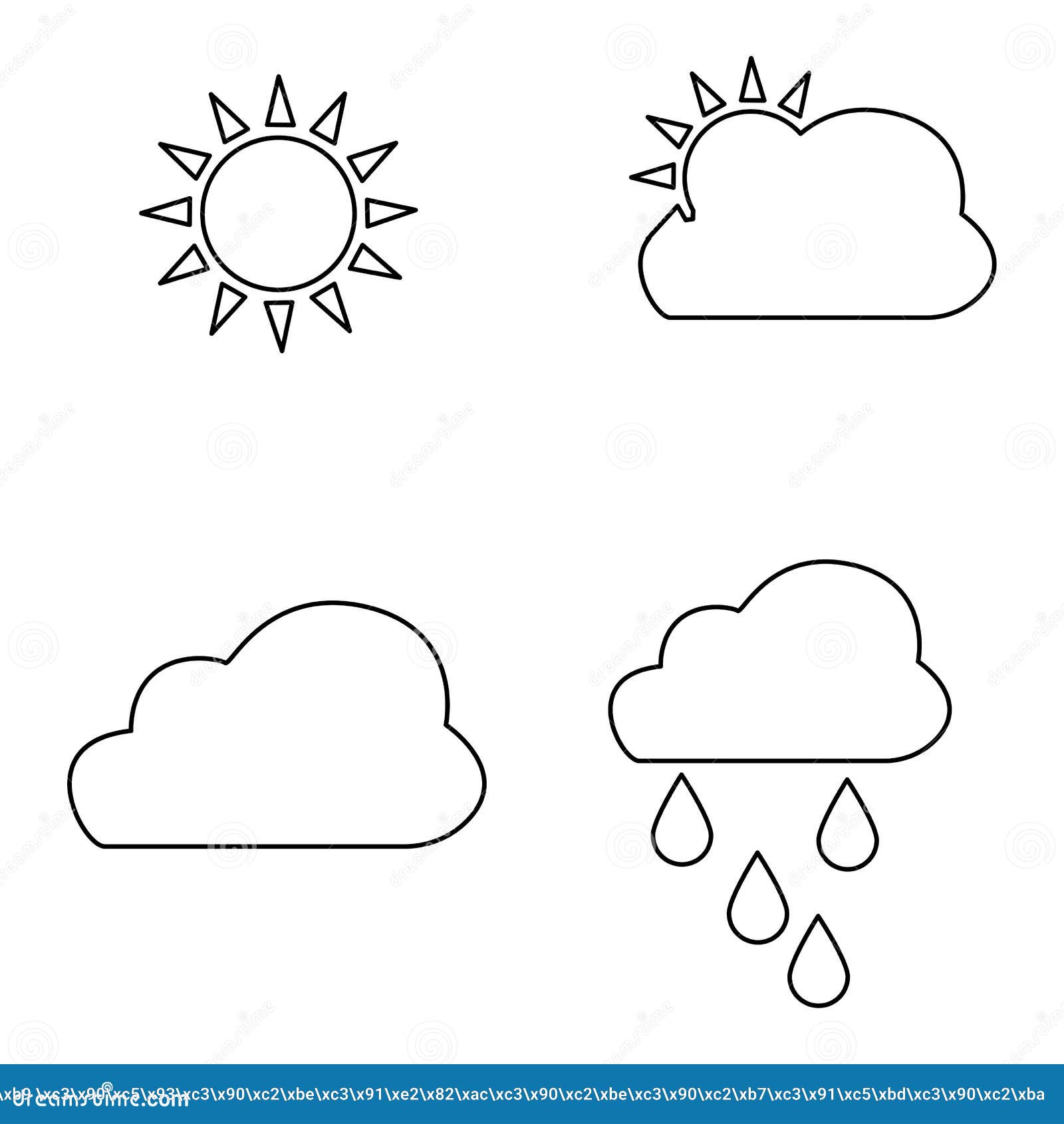 Icons of Weather Conditions, Weather in Different Seasons, Vector ...