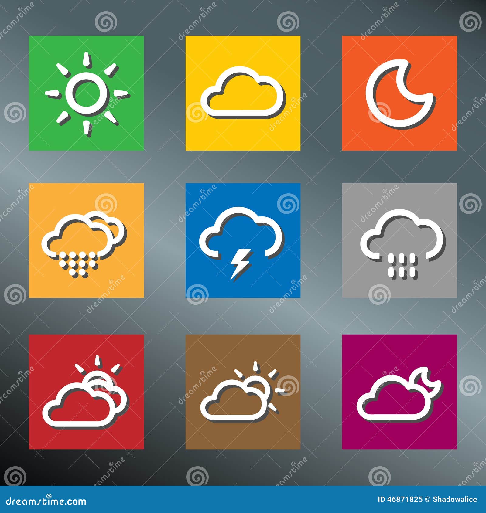 Icons Weather Square stock vector. Illustration of moon - 46871825