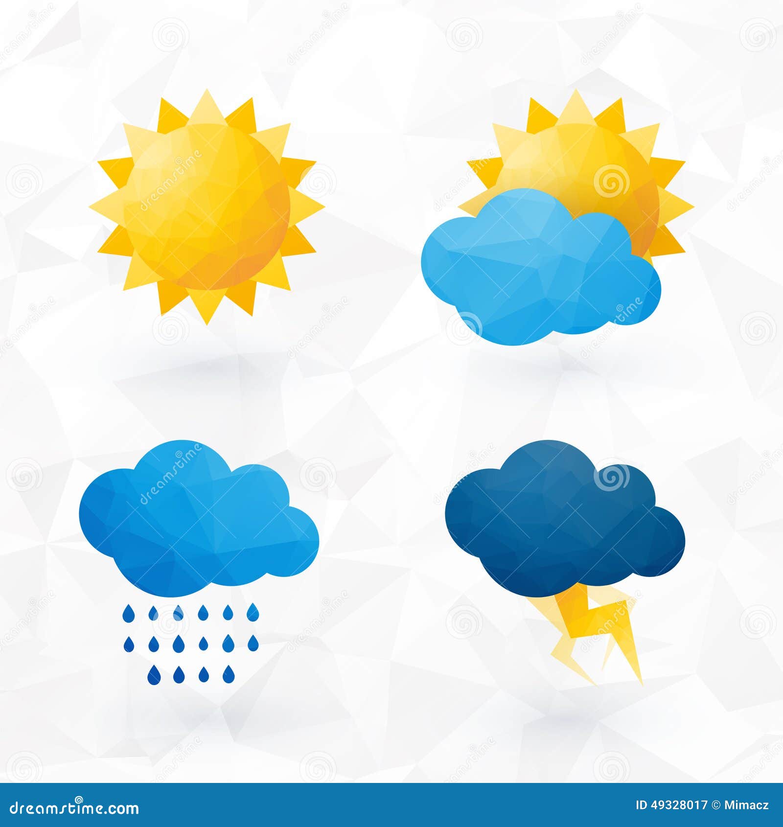 Icons for Weather with Sun and Cloud Motif Stock Vector - Illustration ...
