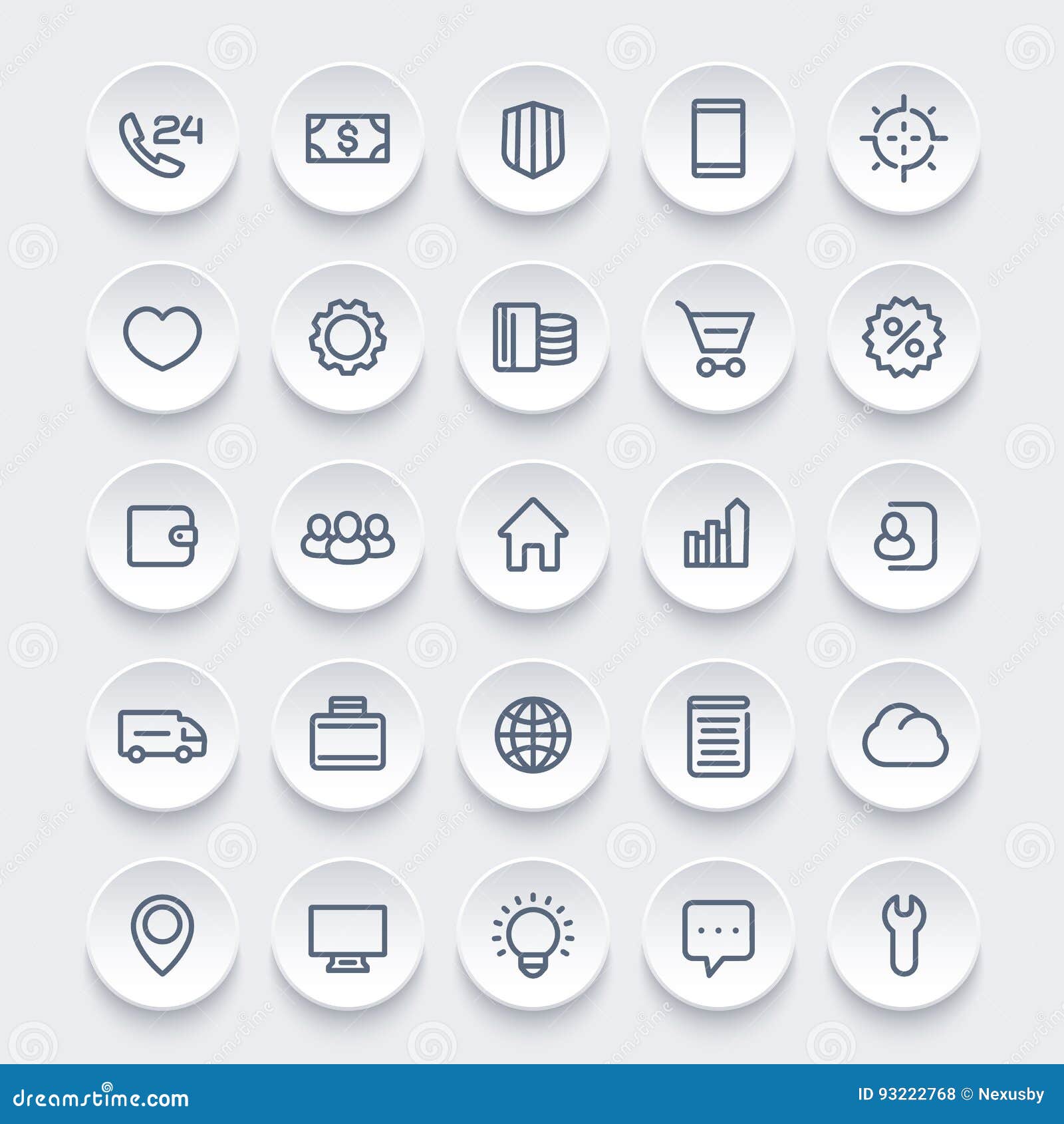 Icons for Web, 25 Linear Pictograms Set Stock Vector - Illustration of ...