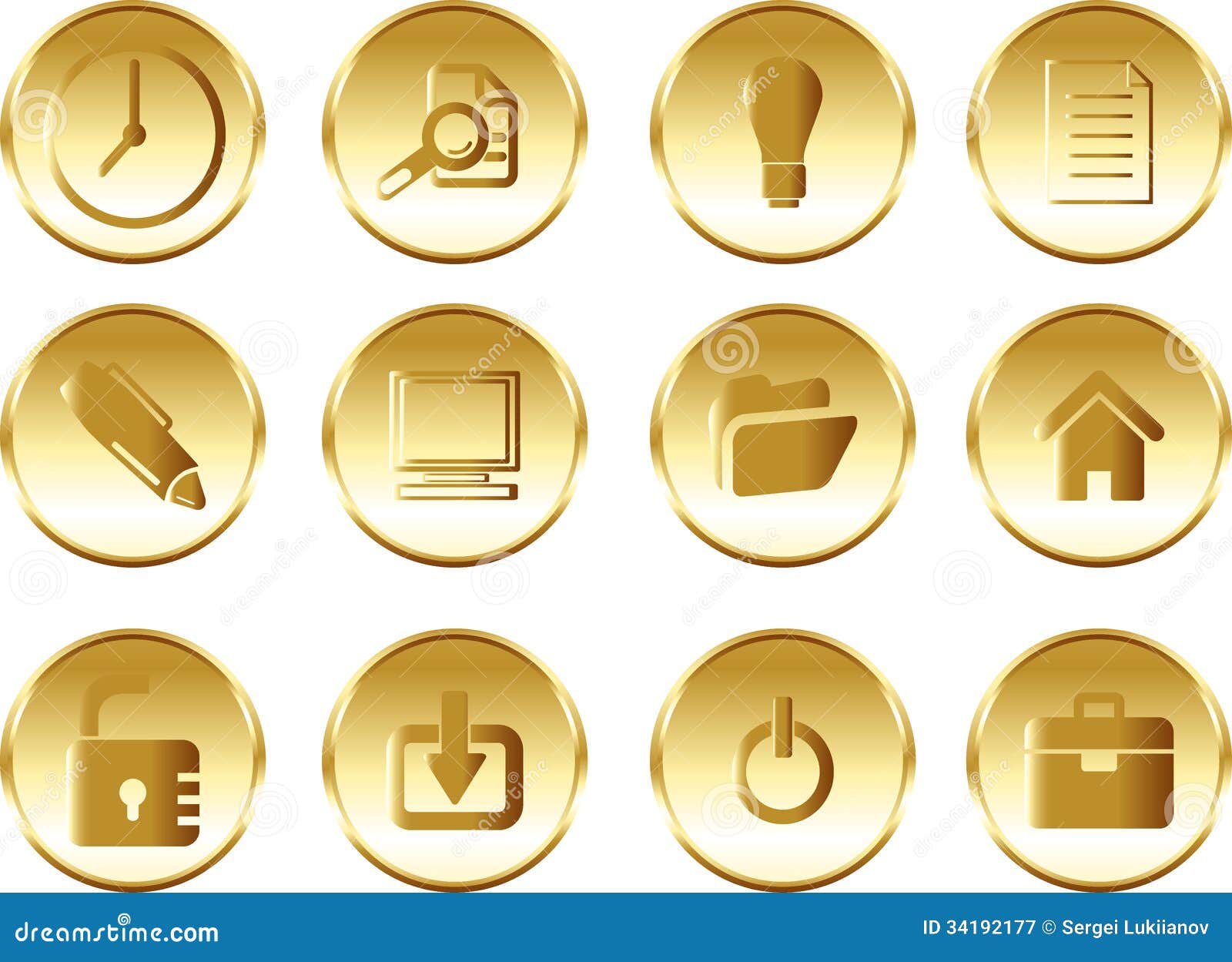 Icons for Web in Luxury Gold Ornament Stock Illustration - Illustration ...