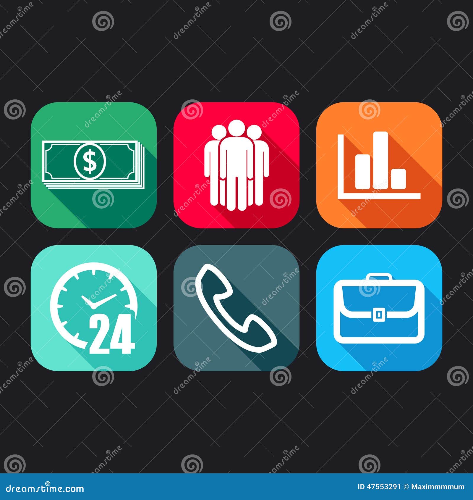 Icons for Web and Mobile Applications with Business Signs Stock ...