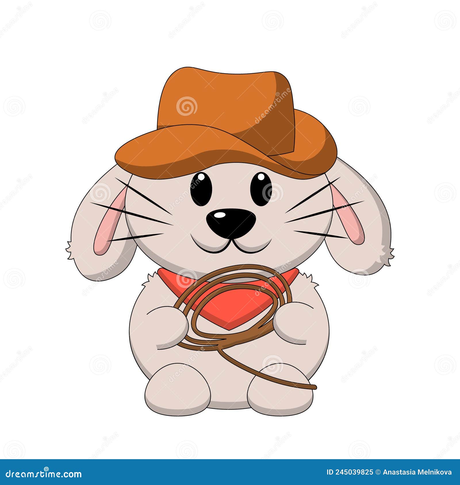 Cute Cartoon Rabbit Cowboy. Draw Illustration in Color Stock ...