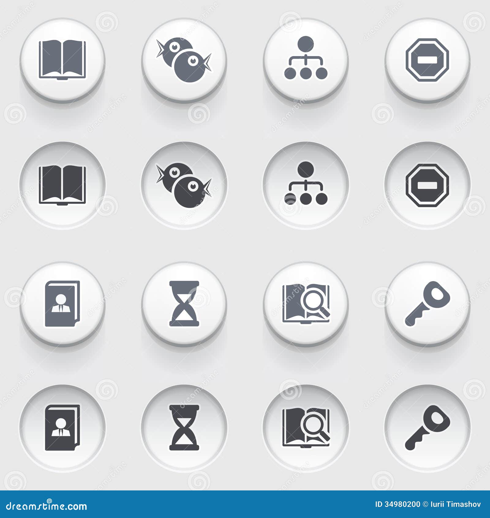 Icons for Web on White Buttons. Stock Vector - Illustration of website ...