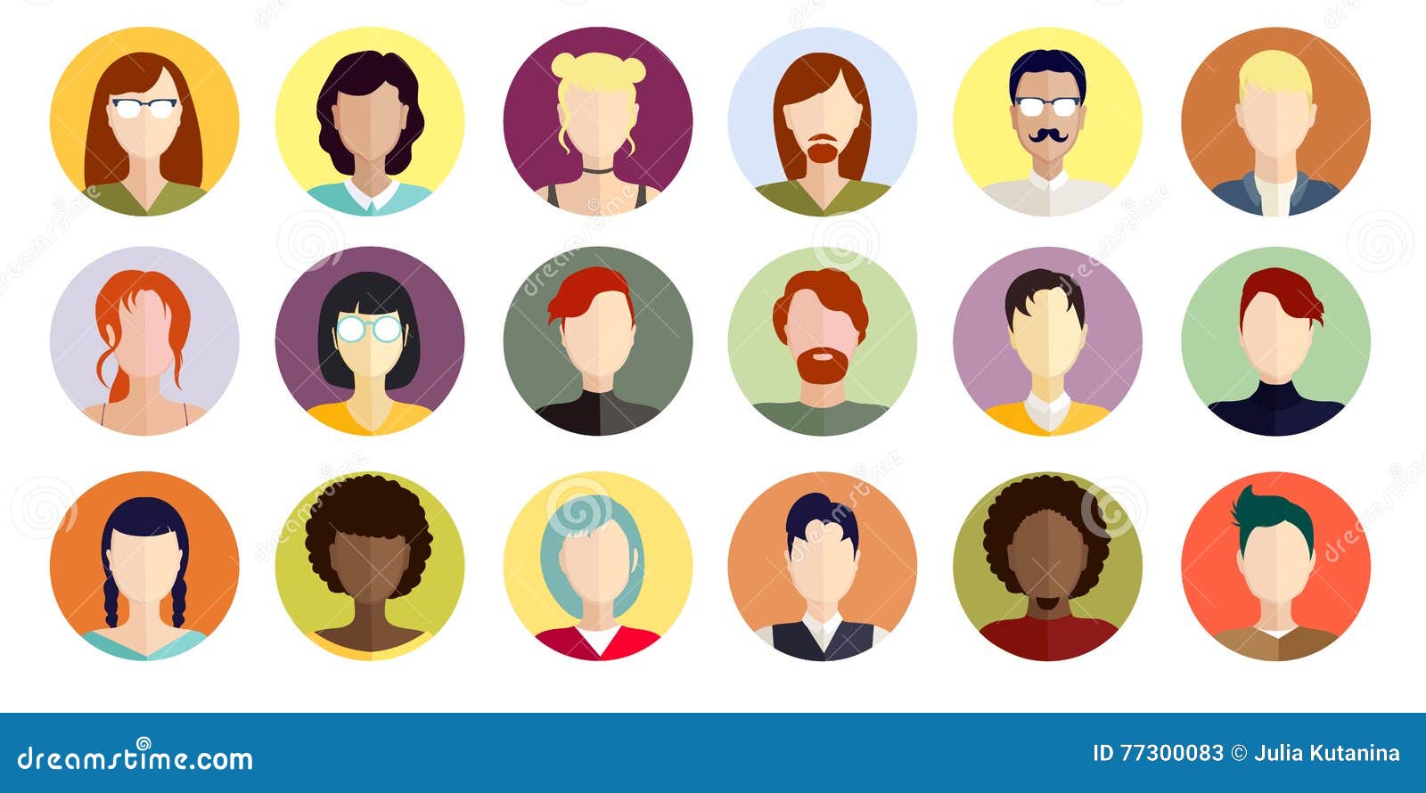 Icons with Women of Different Nationalities for Your Design Stock ...