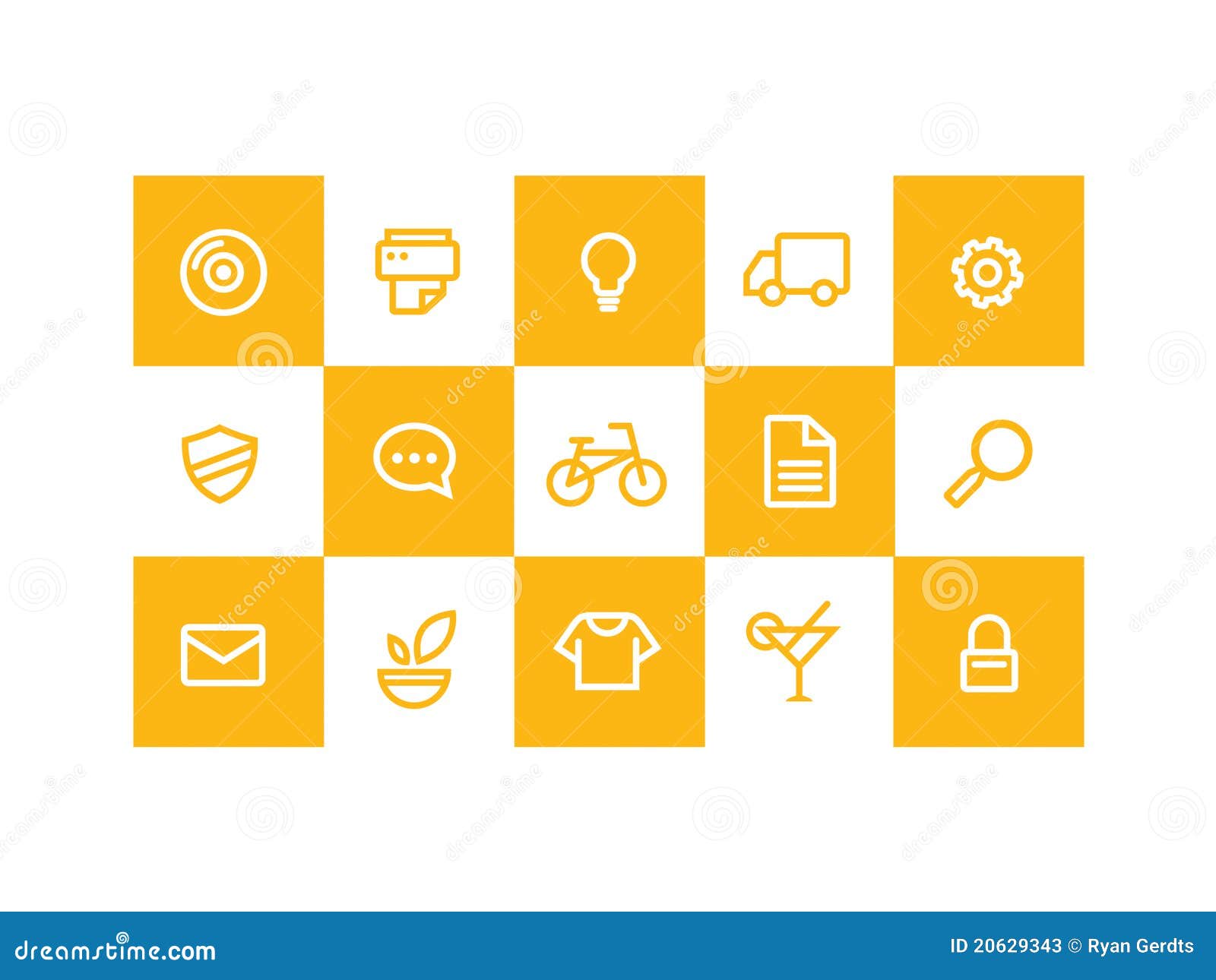Icons Yellow stock vector. Illustration of lightbuld - 20629343