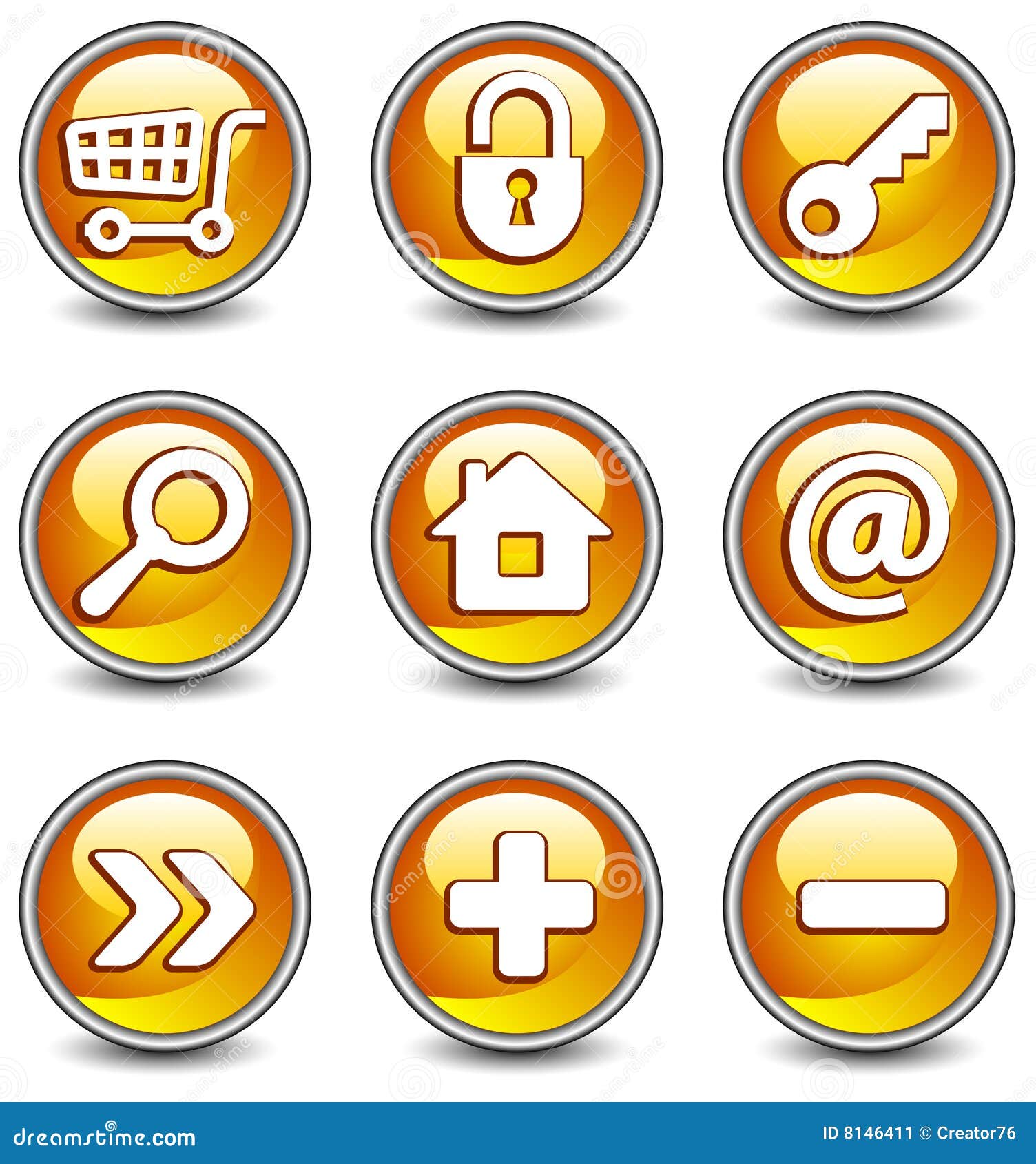 Icons in yellow stock vector. Illustration of information - 8146411