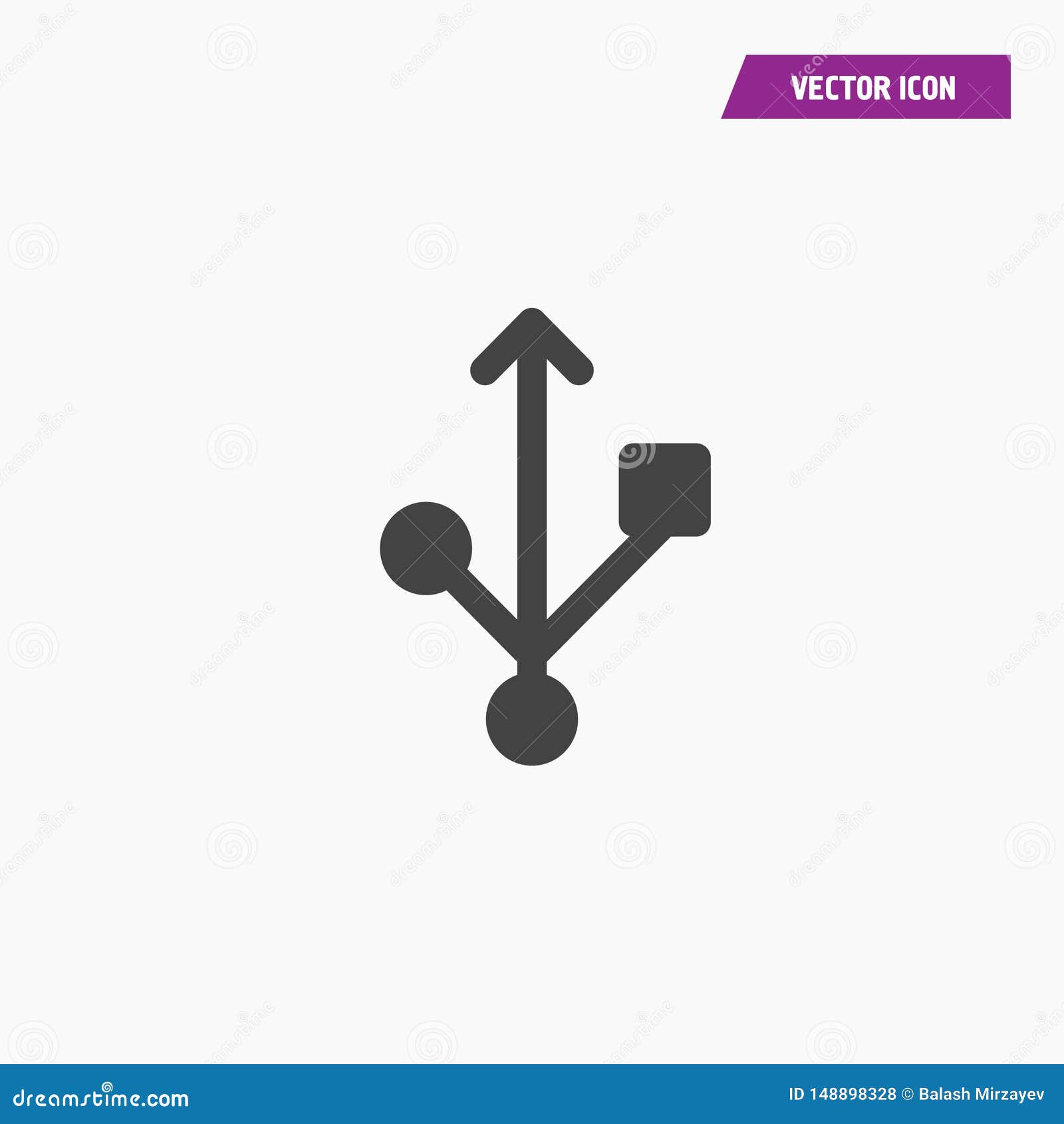 Black Silhouette Vector of a USB Trident Icon. Stock Vector ...