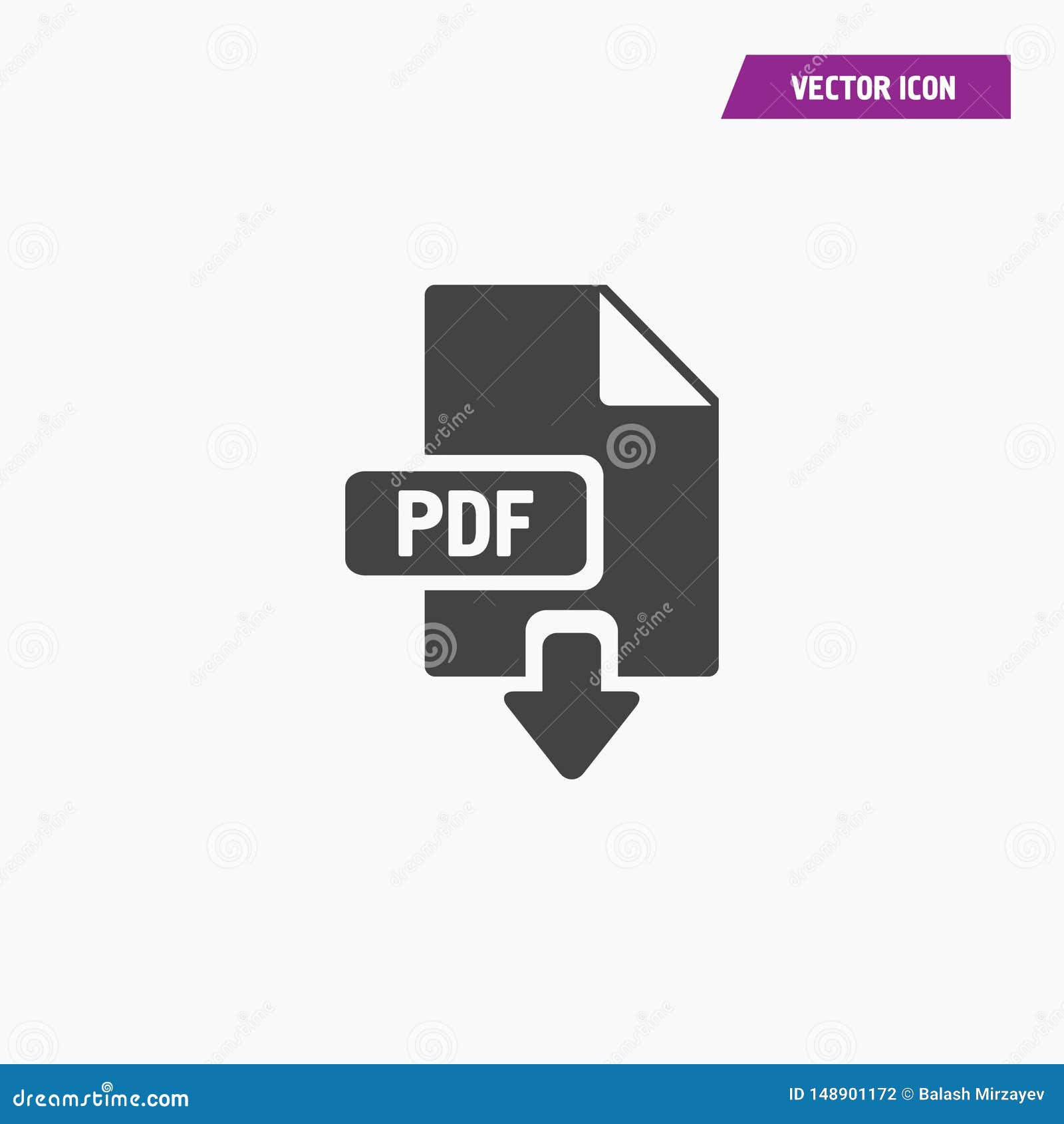 Black Download Pdf File with Arrow Icon. Stock Vector - Illustration of ...