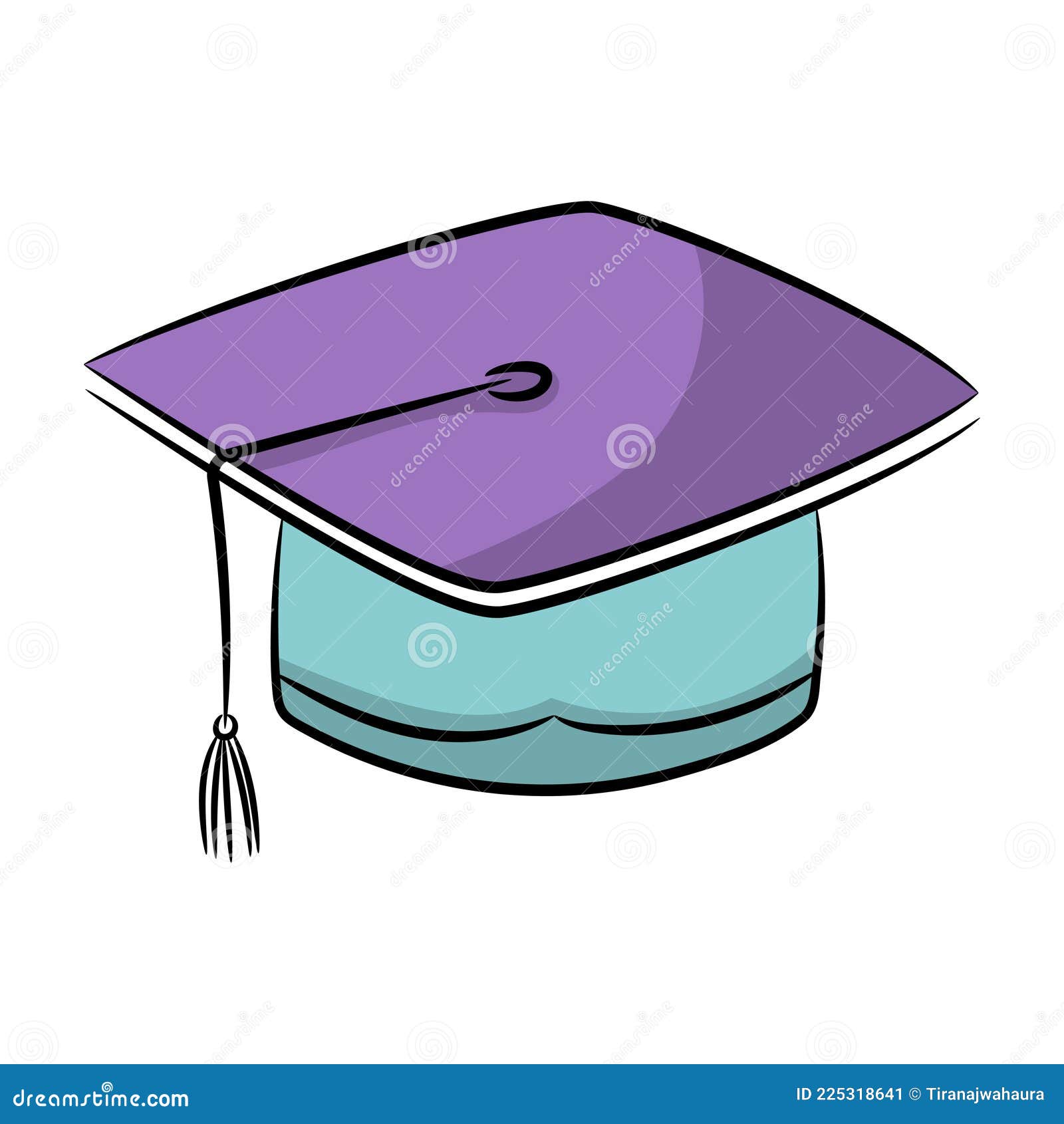 Doodle Graduation Hat with Colored Hand Drawn Vector Illustration Stock ...