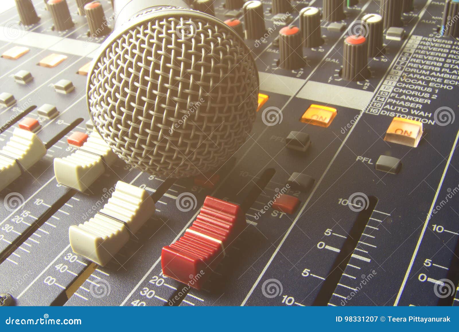 Microphone with Audio Mixer. Stock Image - Image of media, engineer ...