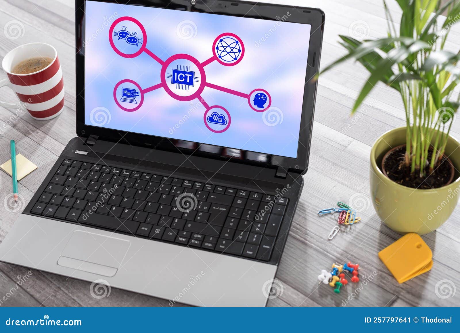 Ict concept on a laptop stock image. Image of laptop - 257797641