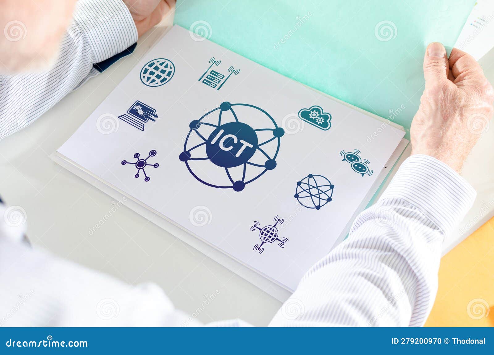 Ict concept on a paper stock photo. Image of social - 279200970