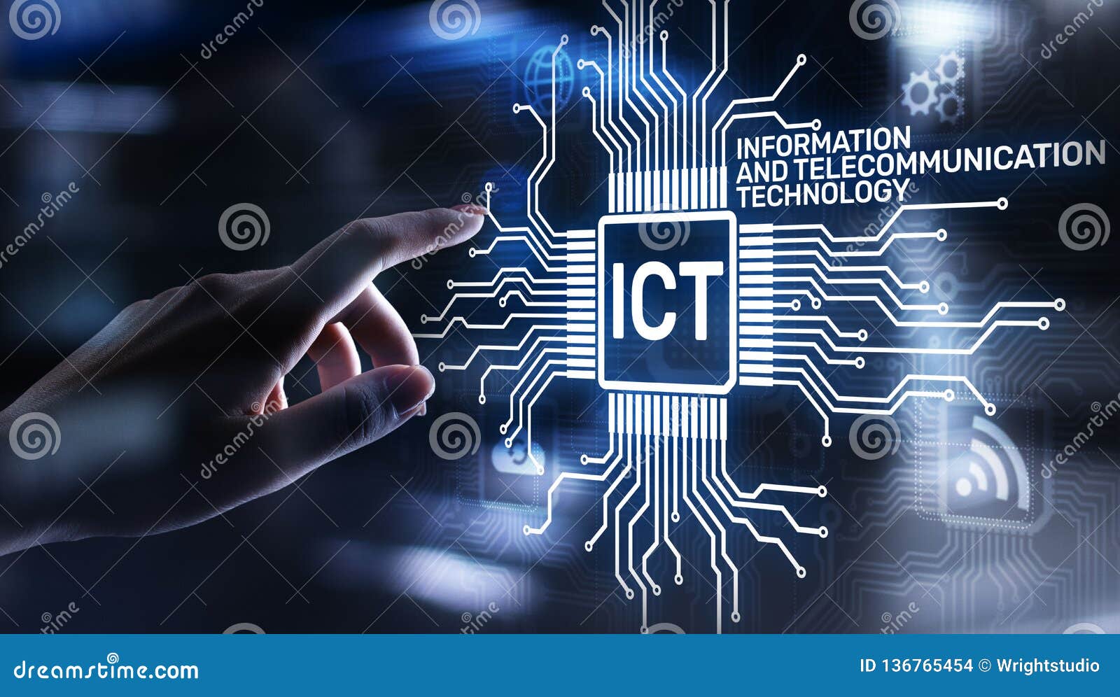 Ict - Concetto Di Ict Sullo Schermo Virtuale Fotografia Stock ...