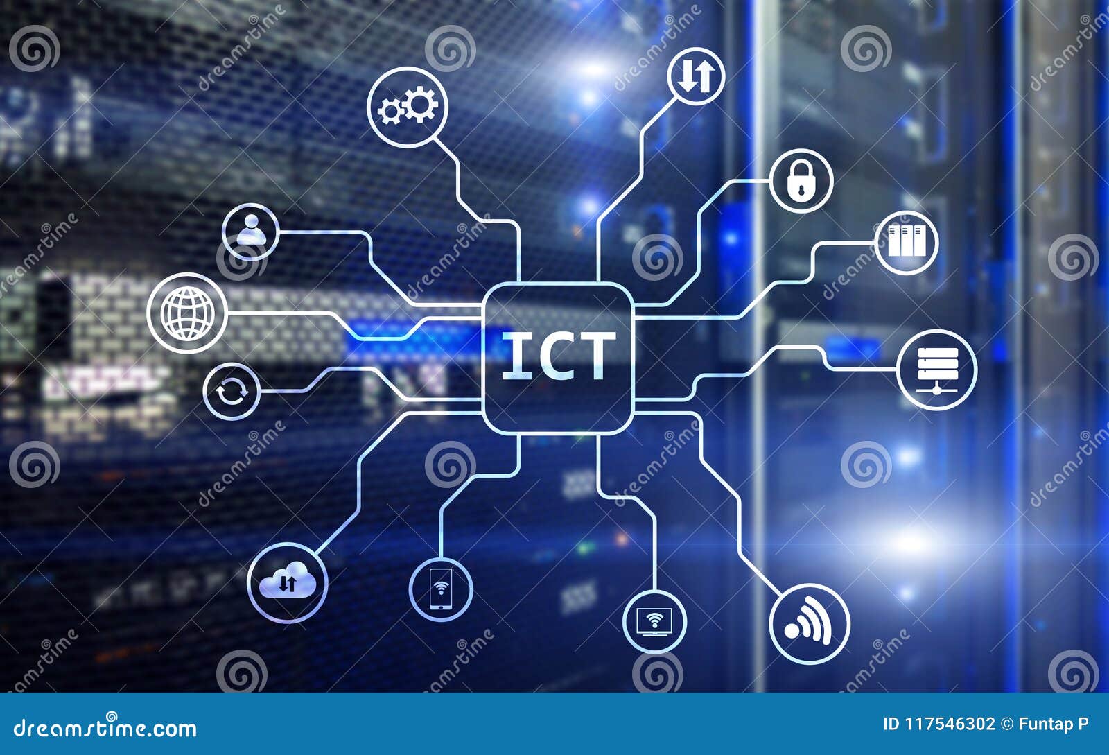 ICT - Informatie- En Communicatietechnolgieconcept Op De Achtergrond ...