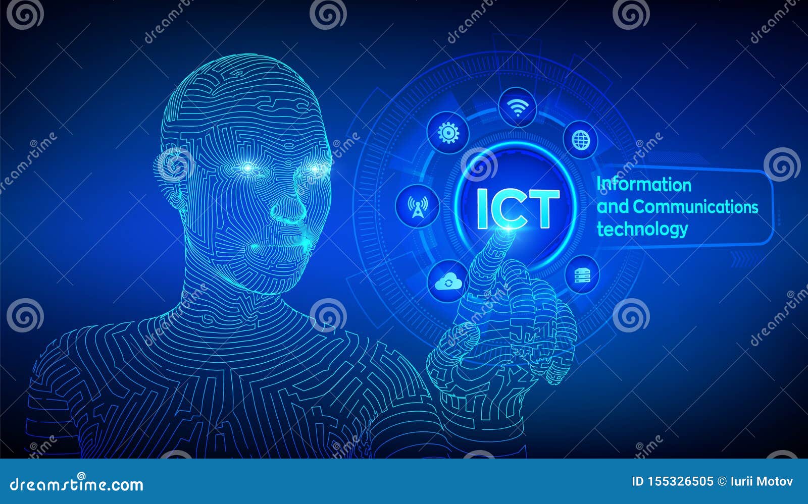 ICT. Information And Communication Technology Concept On Virtual Screen ...