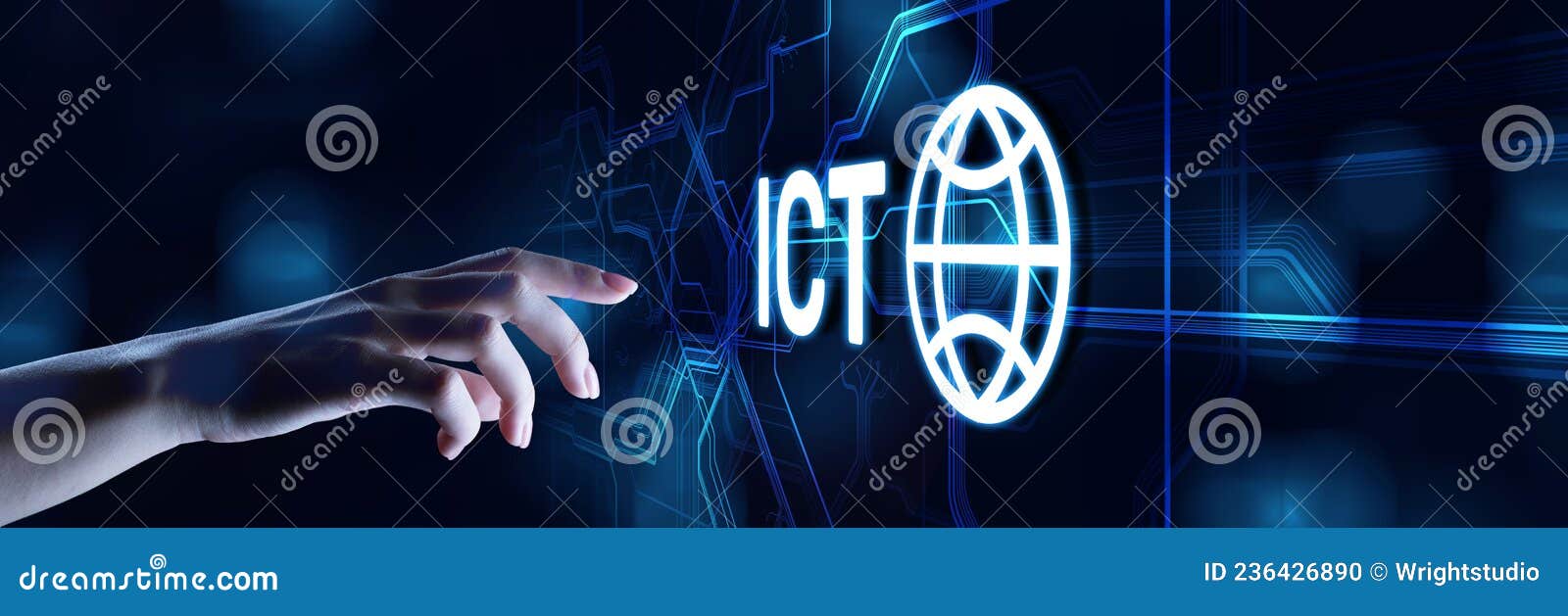 ICT Information Communication Technology Internet Concept on Virtual Screen Stock Photo - Image ...