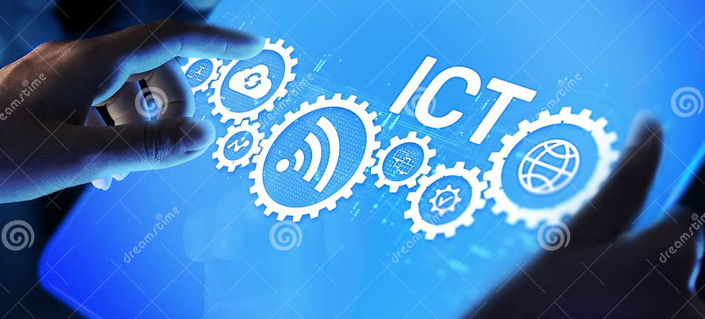 ICT Information Communication Technology Internet Concept on Virtual ...
