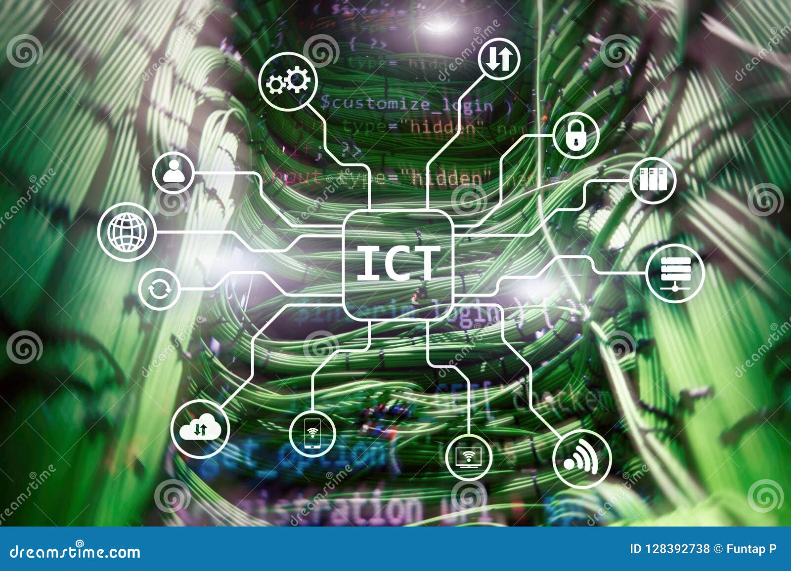 ICT - Information and Communications Technology Concept on Server Room ...