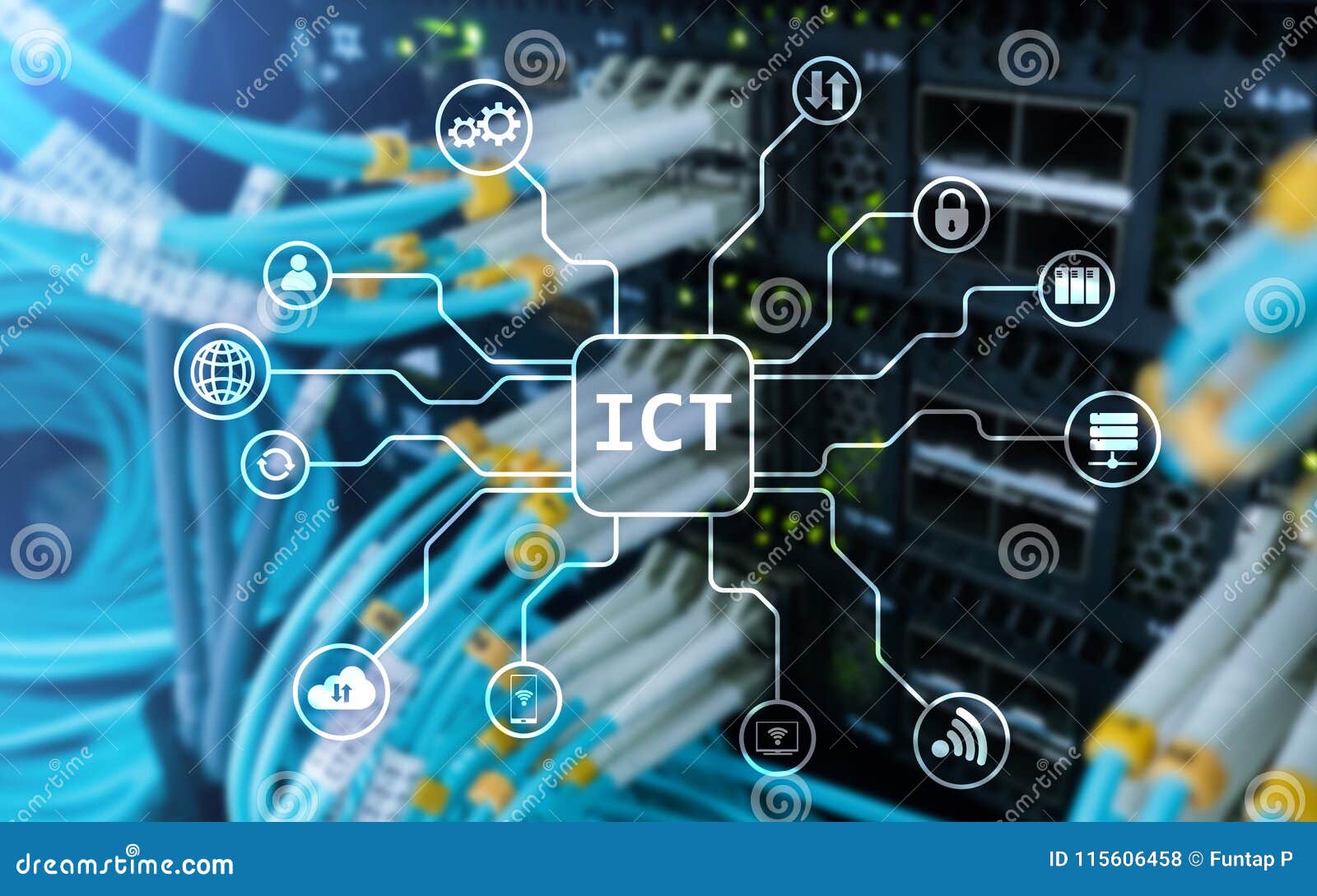 ICT - Information and Communications Technology Concept on Server Room ...