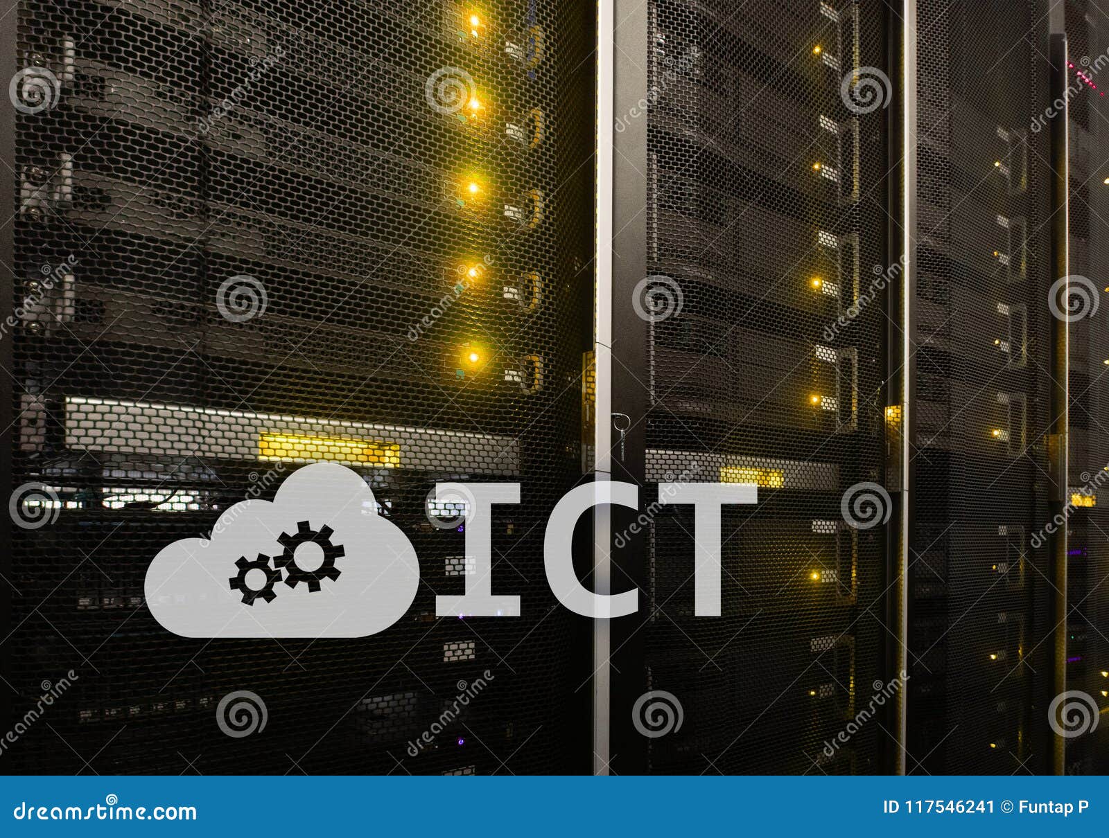 ICT - Information and Communications Technology Concept on Server Room ...