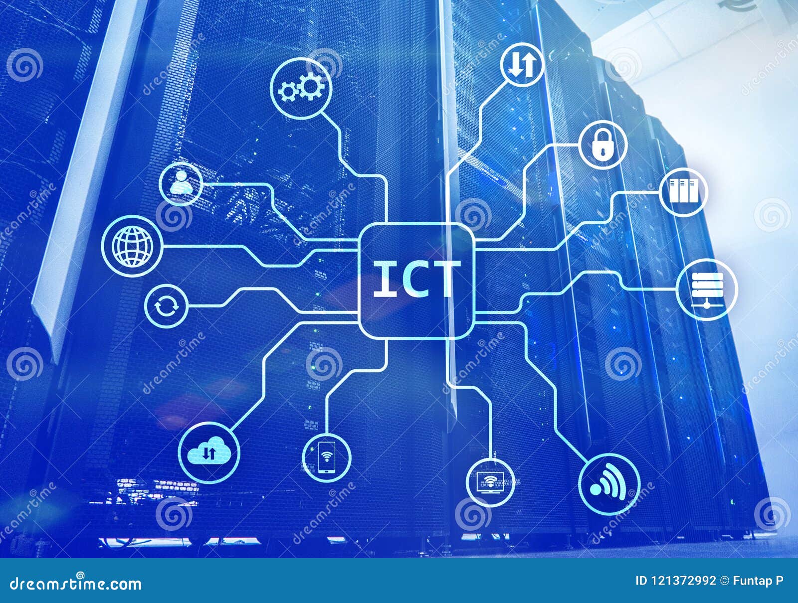 ICT - Information and Communications Technology Concept on Server Room ...