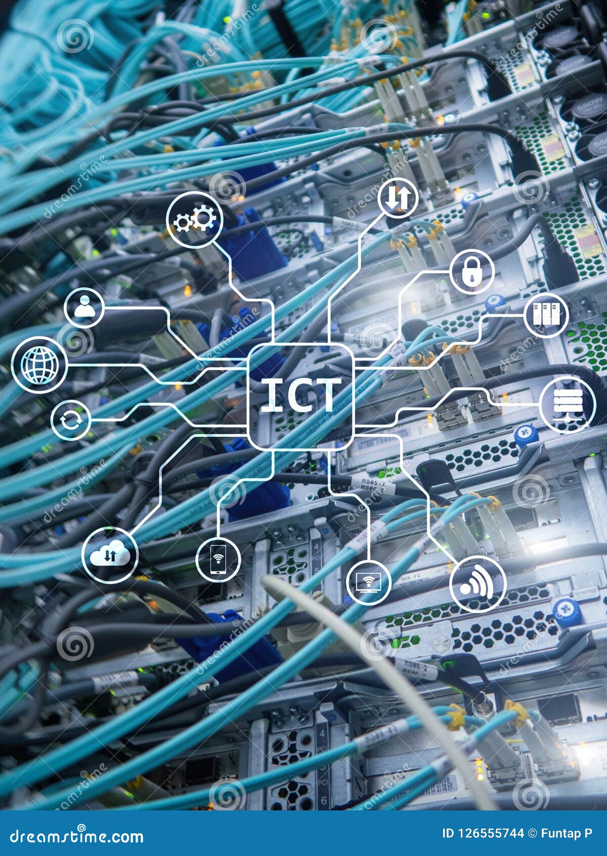 ICT - Information and Communications Technology Concept on Server Room ...